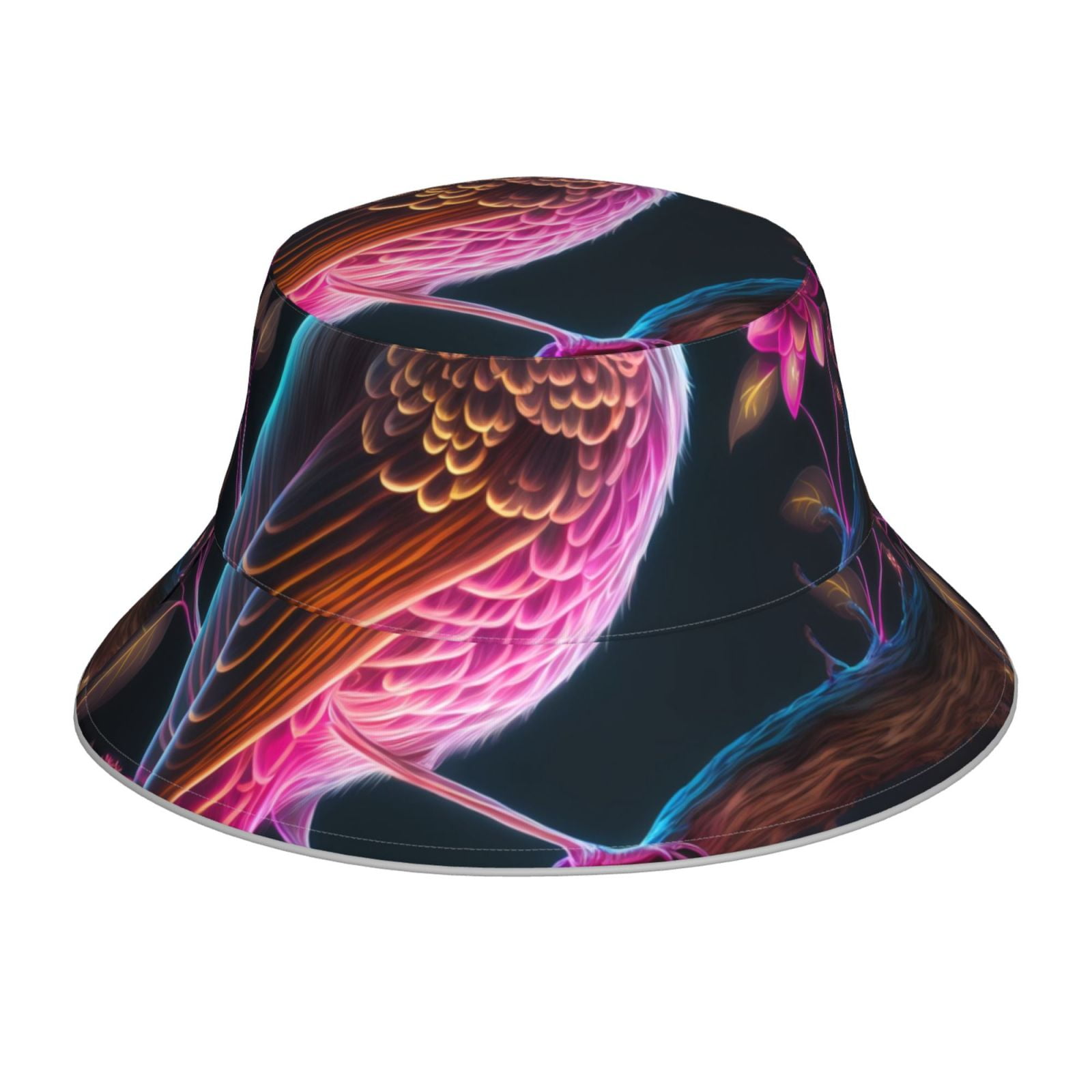 Zeuib Glowing Leaf Bird Reflective Bucket Hat, UV Protection, Wide Brim ...