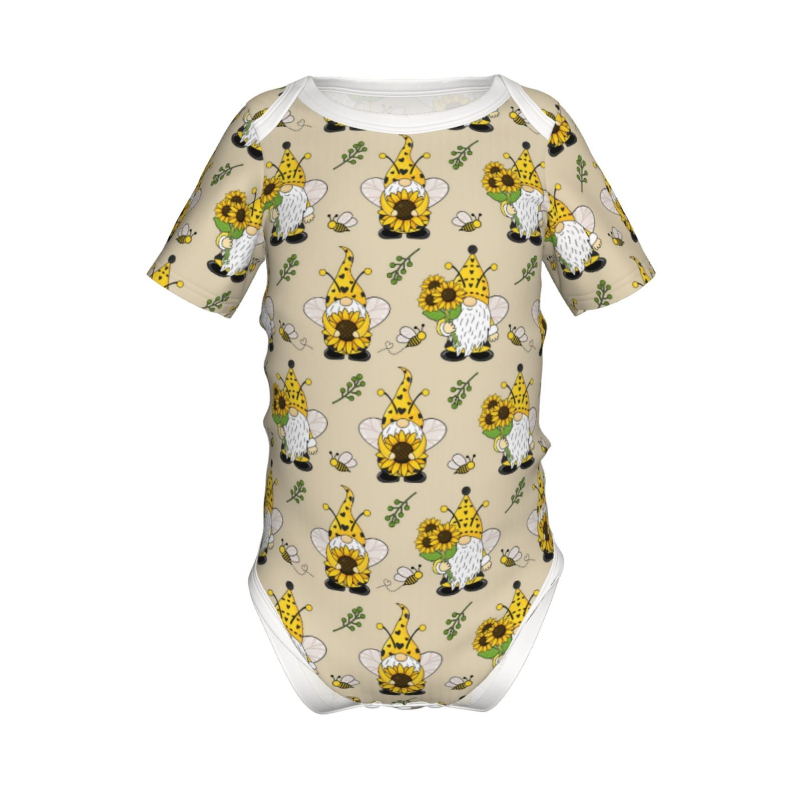Zeuib Gnomes Bees And Sunflowers Print Newborn Baby Romper Clothing ...