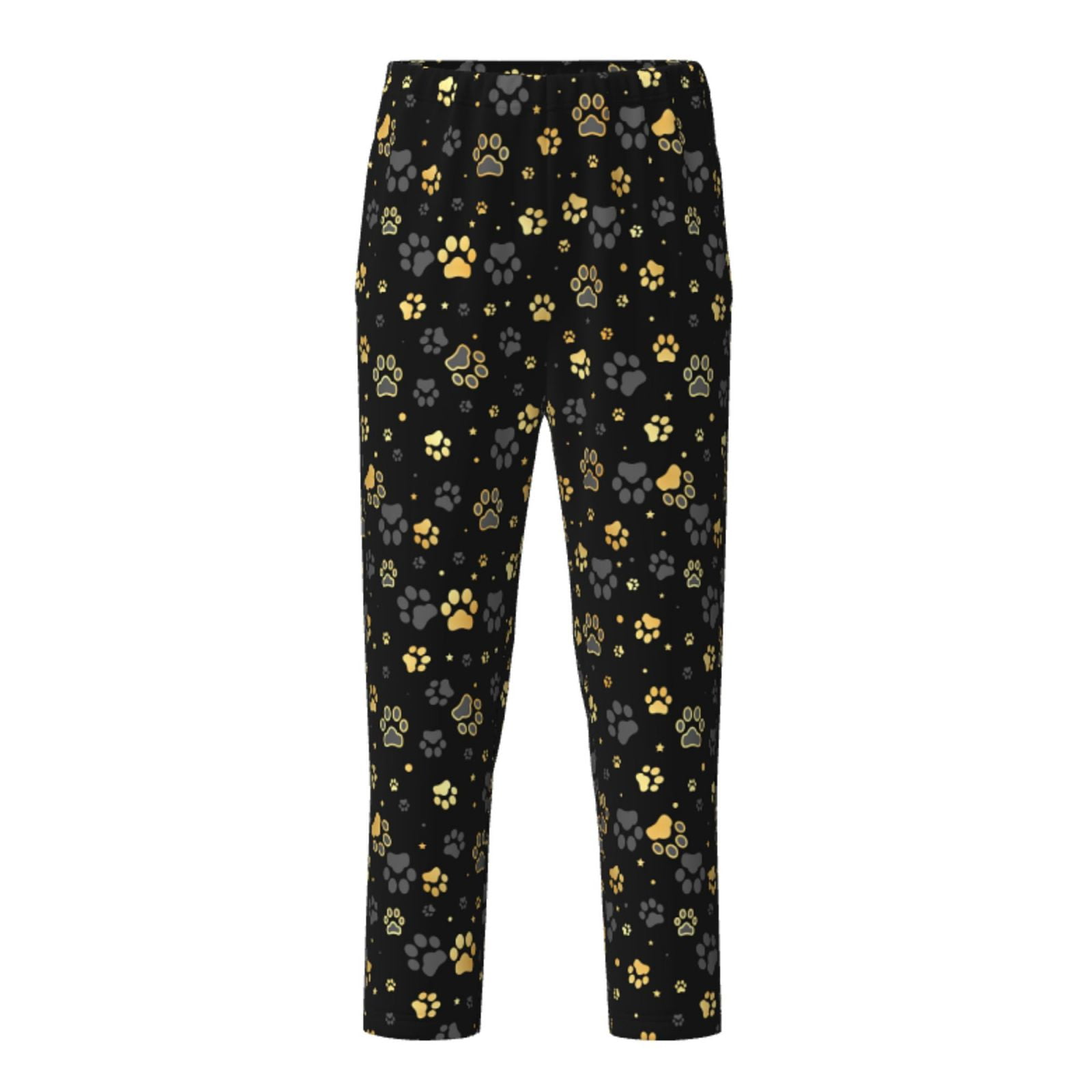 Zeuib Gold Dog Paw Print Pajama Pants for Girls Boys,PJ Bottoms for ...