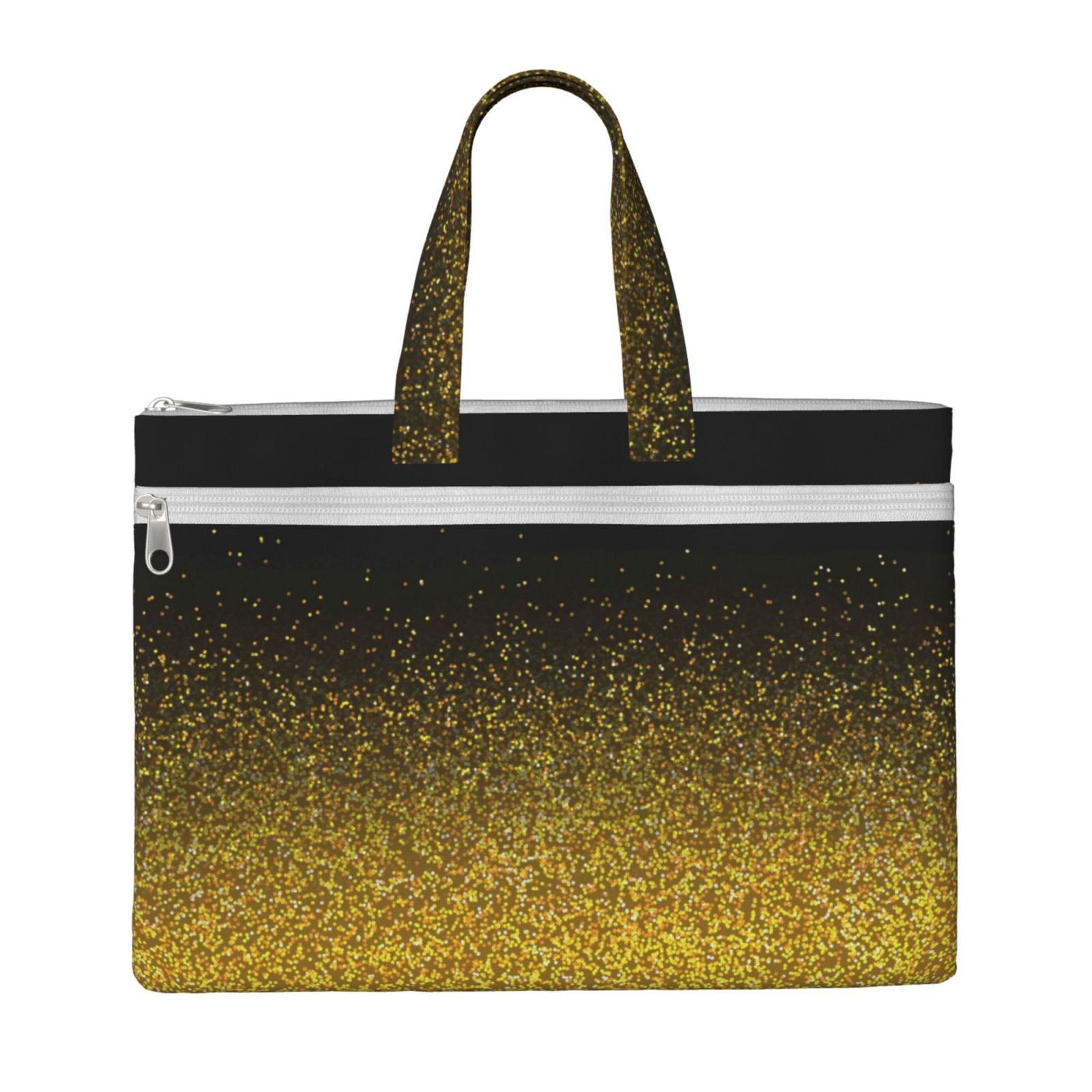 Zeuib Gold Glitter Gradient Print Canvas Work Bags,Laptop Tote Bag ...