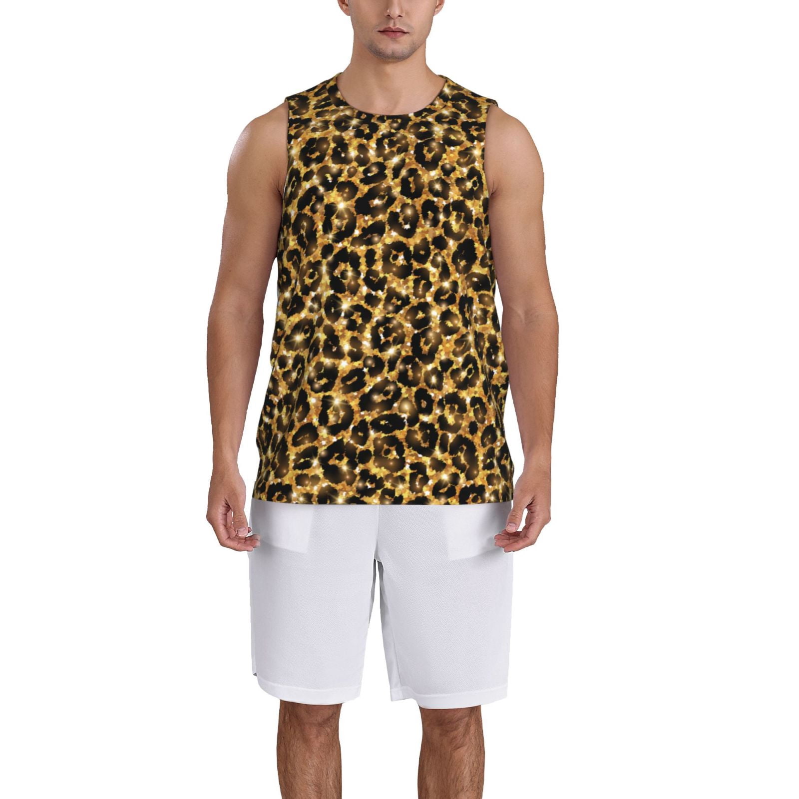 Zeuib Gold Glitter Leopard Jersey Shirt for Men,Mesh Athletic Practice ...