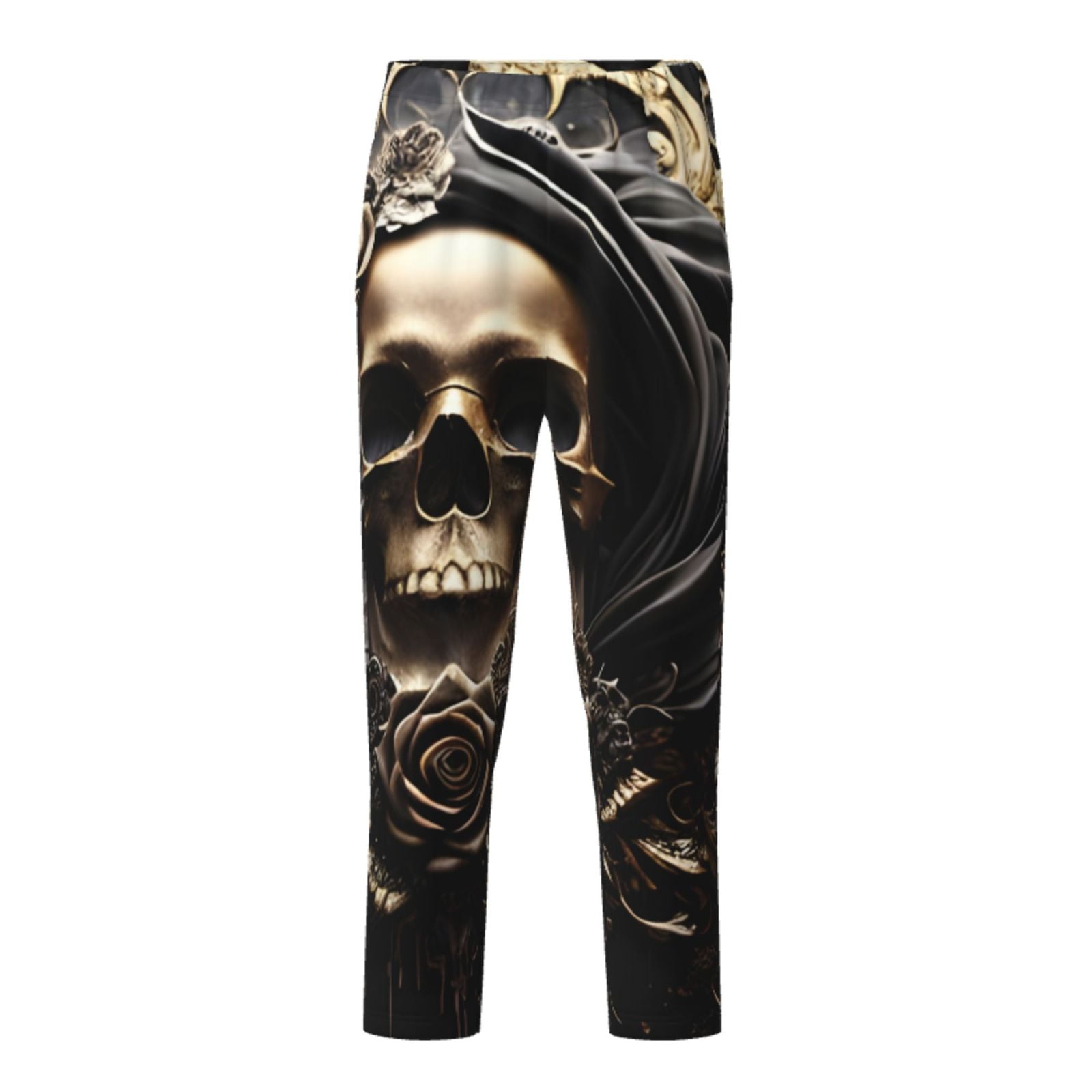 Zeuib Gold Rose Skull Print Pajama Pants for Girls Boys,PJ Bottoms for ...