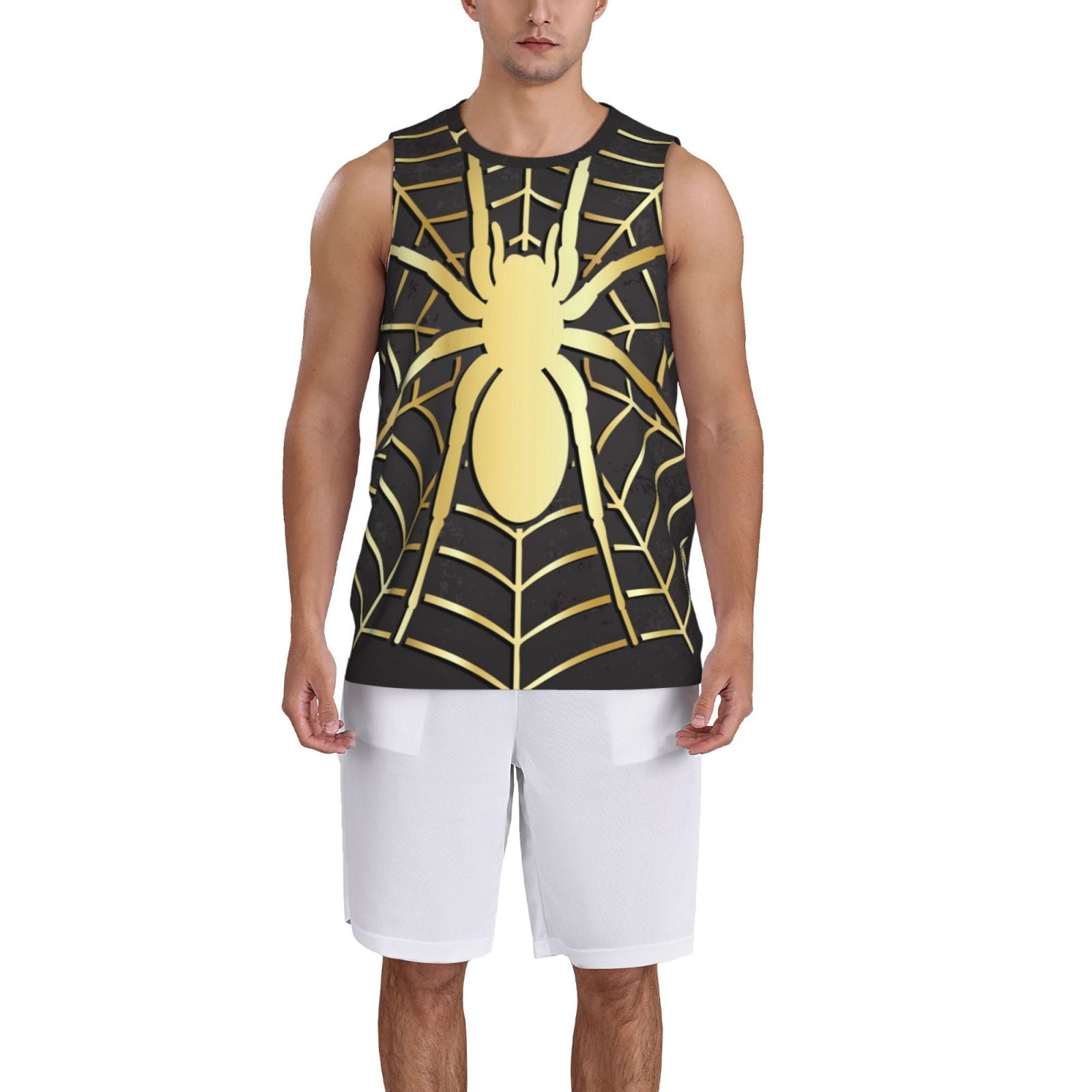 Zeuib Gold Spider On The Web Jersey Shirt for Men,Mesh Athletic ...