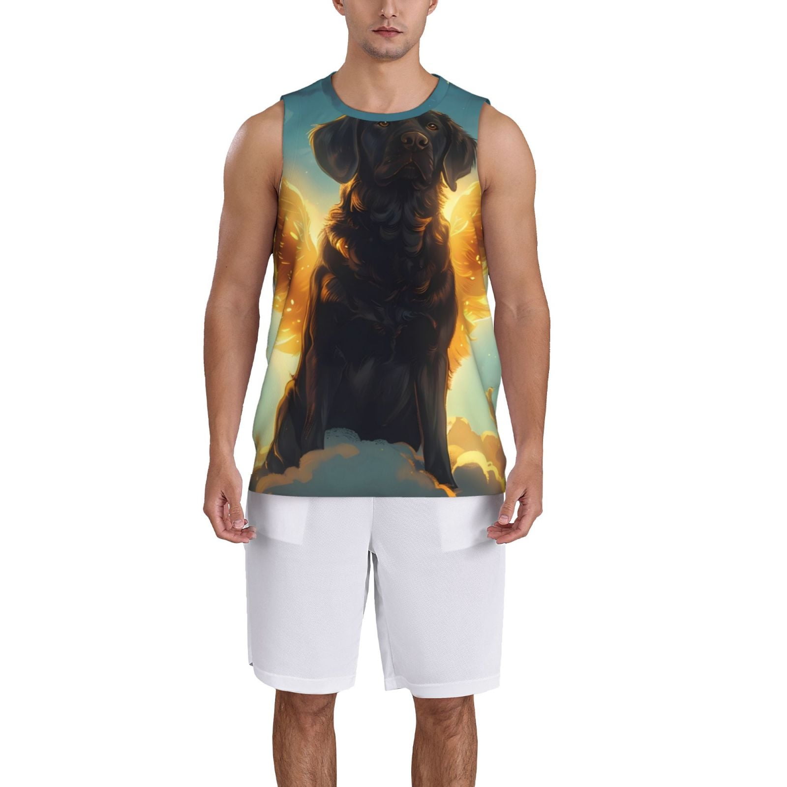 Zeuib Golden Cloud Winged Dog Jersey Shirt for Men,Mesh Athletic ...