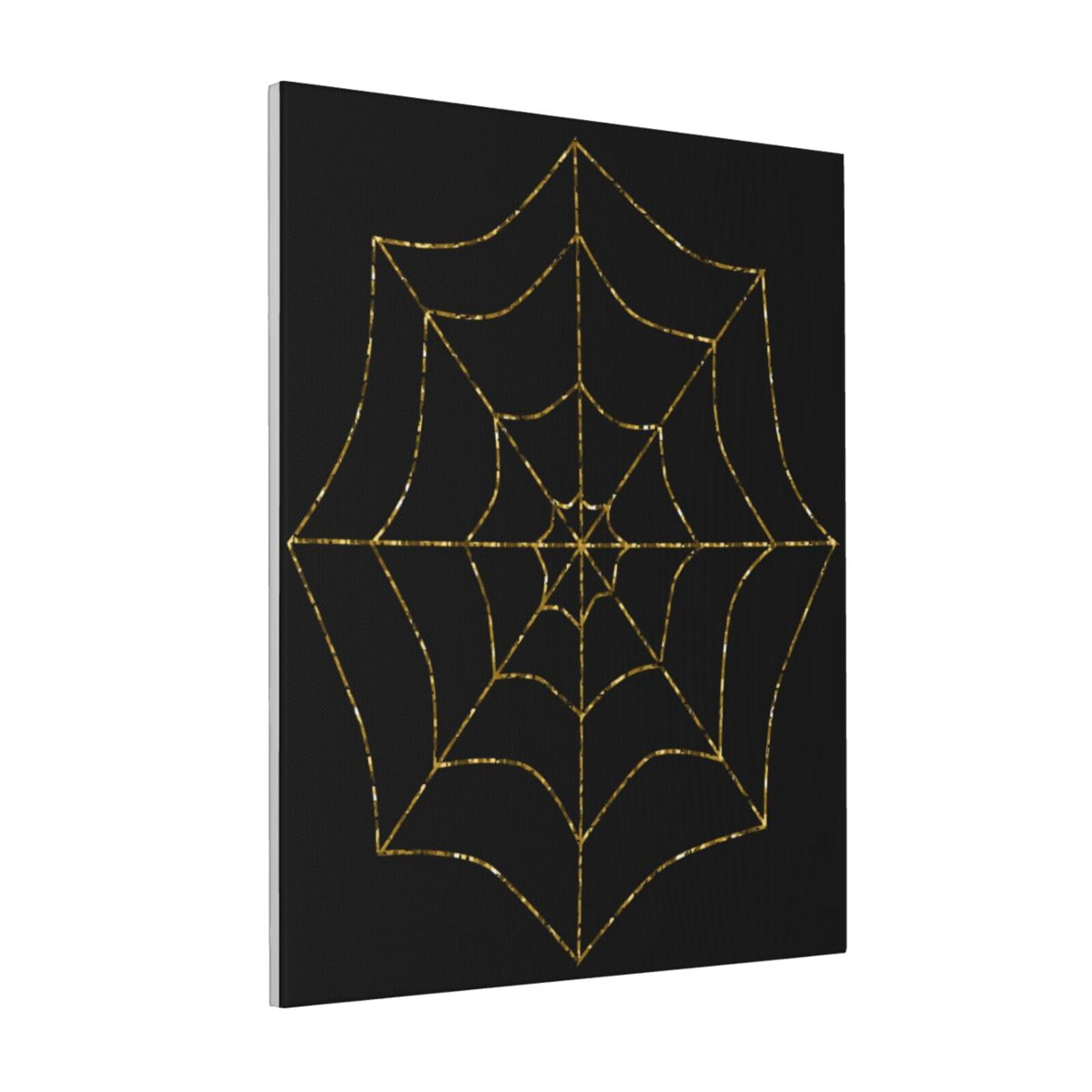 Zeuib Golden Spider Web Print Farmhouse Canvas Wall Art For Bedroom ...