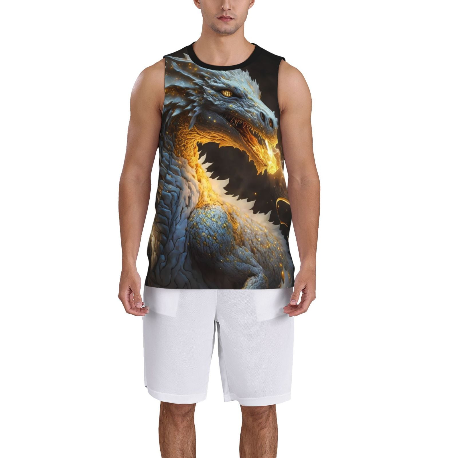 Zeuib Golden White Fire Dragon Jersey Shirt for Men,Mesh Athletic ...