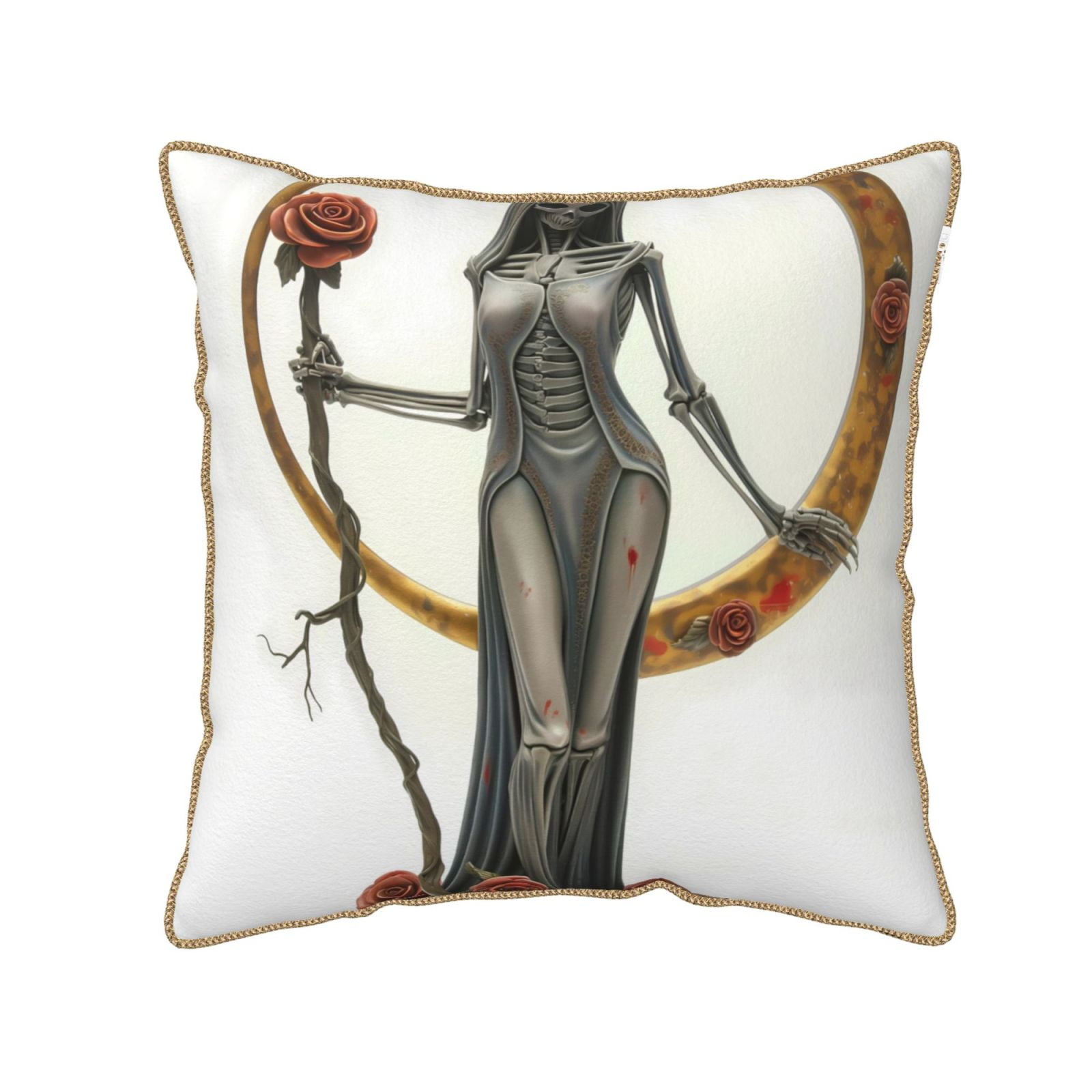 Zeuib Gothic Skeleton With Roses Print Decorative Throw Pillow Covers ...