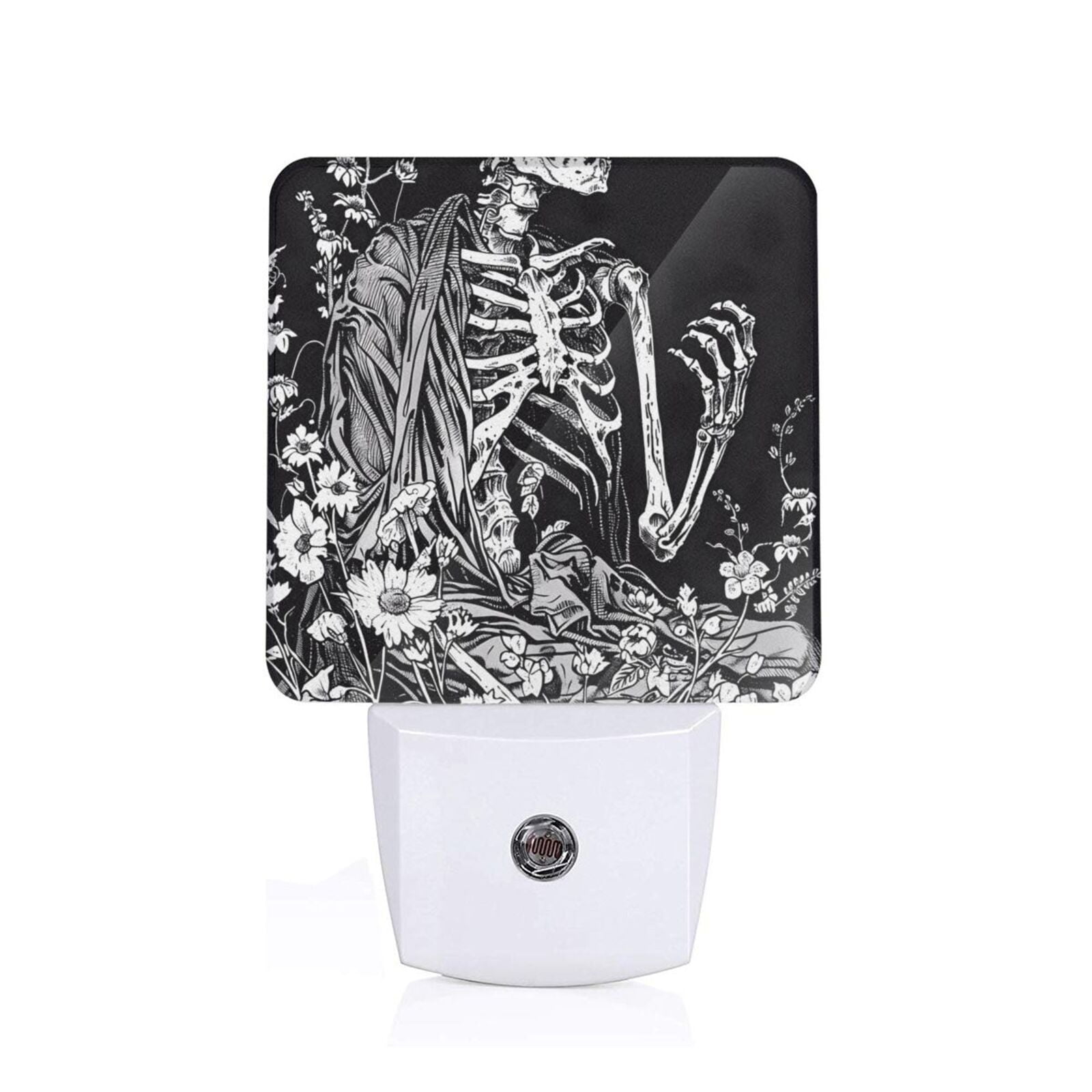 Zeuib Gothic Skull Floral Art LED Night Light,Plug in Night Light with ...
