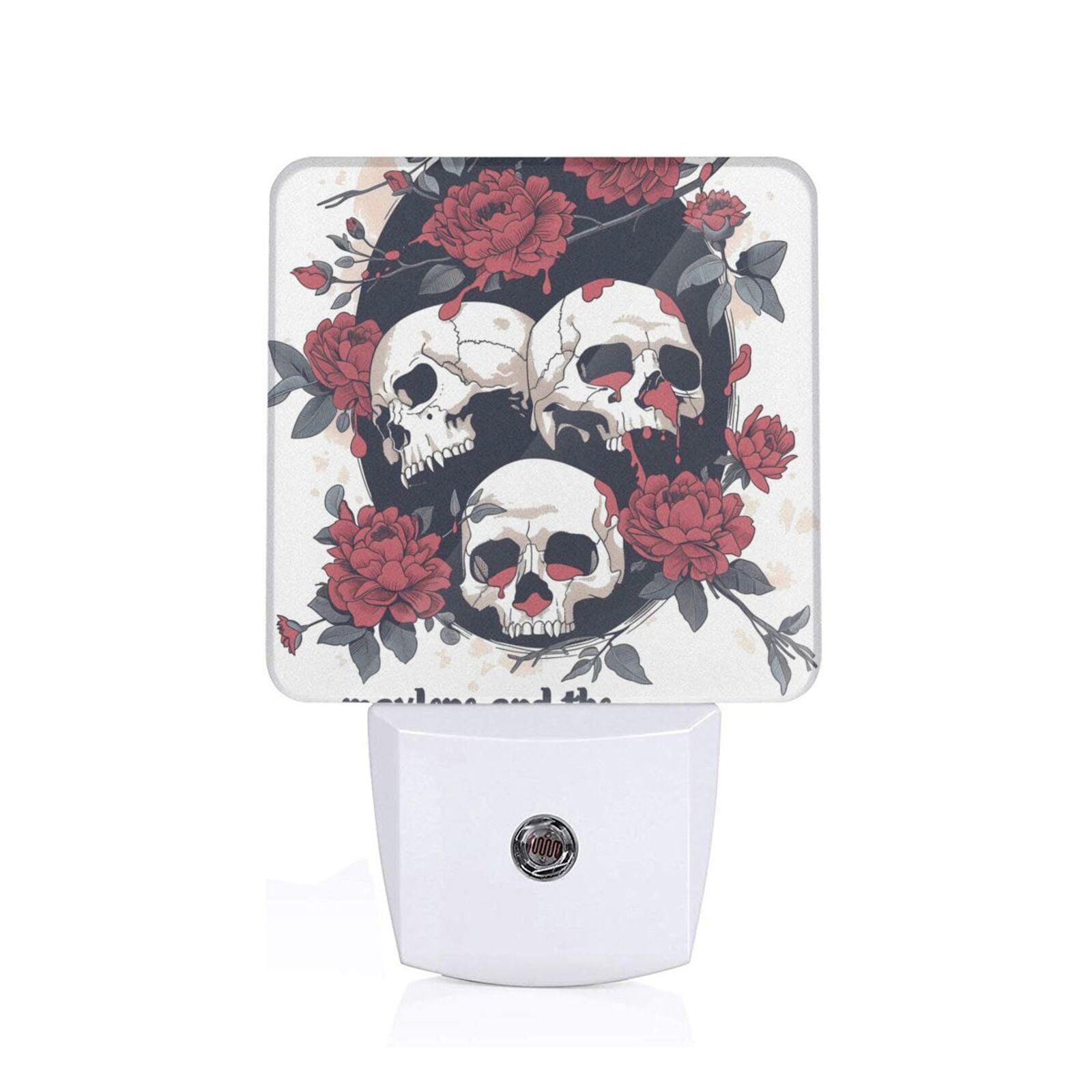 Zeuib Gothic Skulls And Roses LED Night Light,Plug in Night Light with ...
