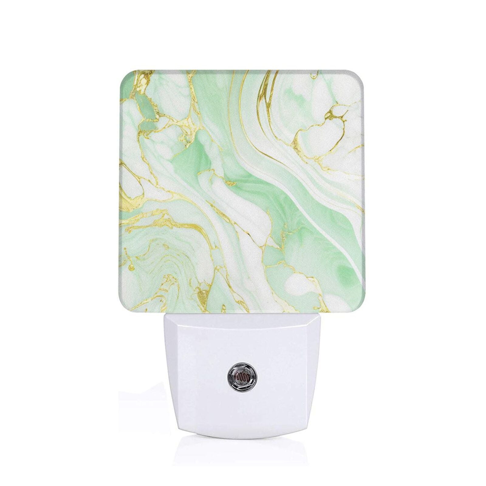 Zeuib Green And Gold Abstract Marble LED Night Light,Plug in Night ...