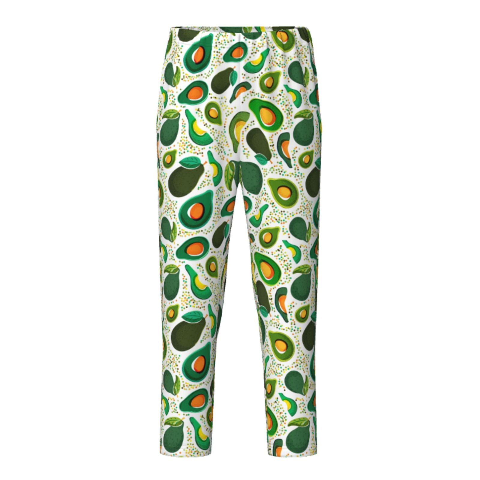 Zeuib Green Avocado (2) Print Pajama Pants for Girls Boys,PJ Bottoms ...
