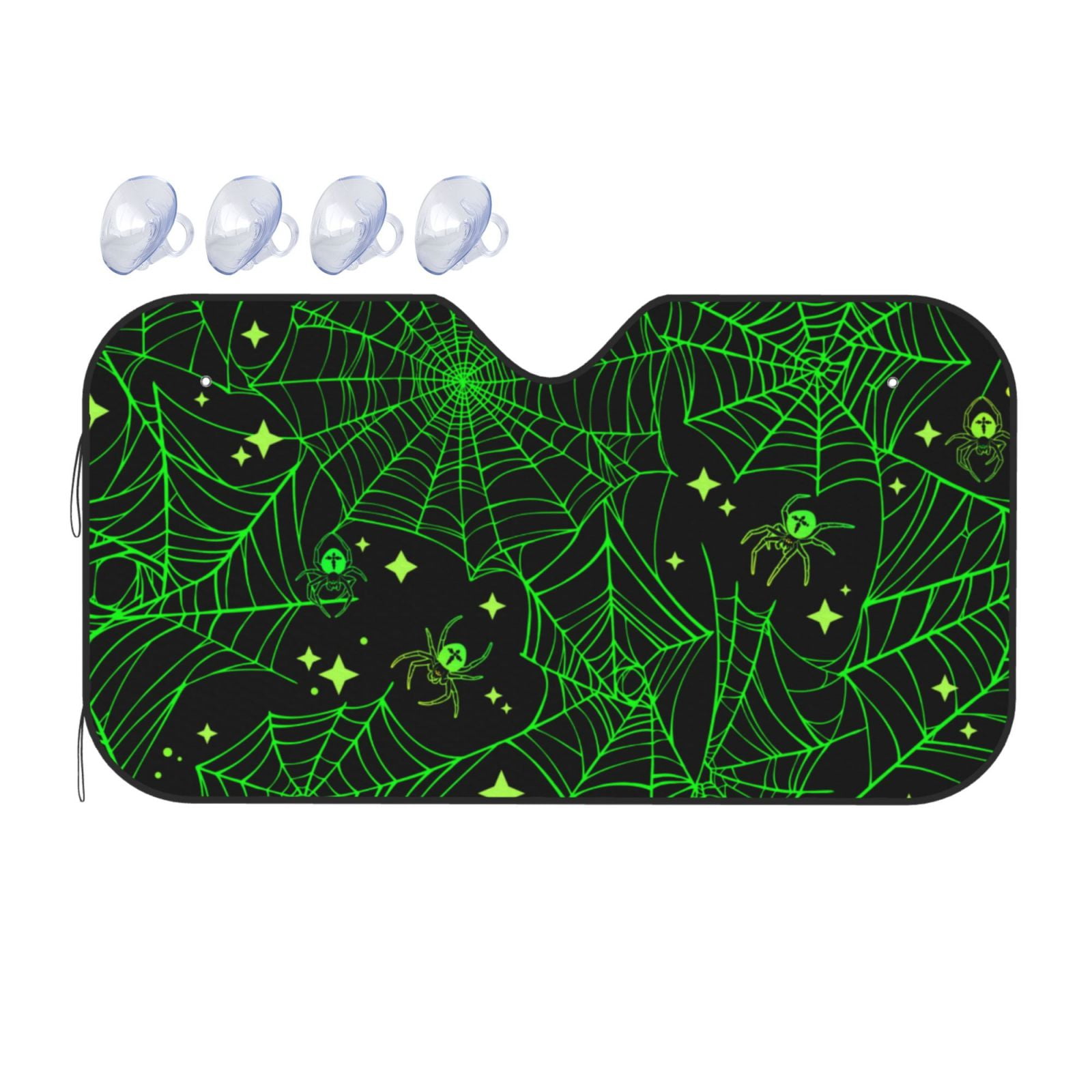 Zeuib Green Bright Web with Spiders Premium Car Sunshade: Superior Sun ...