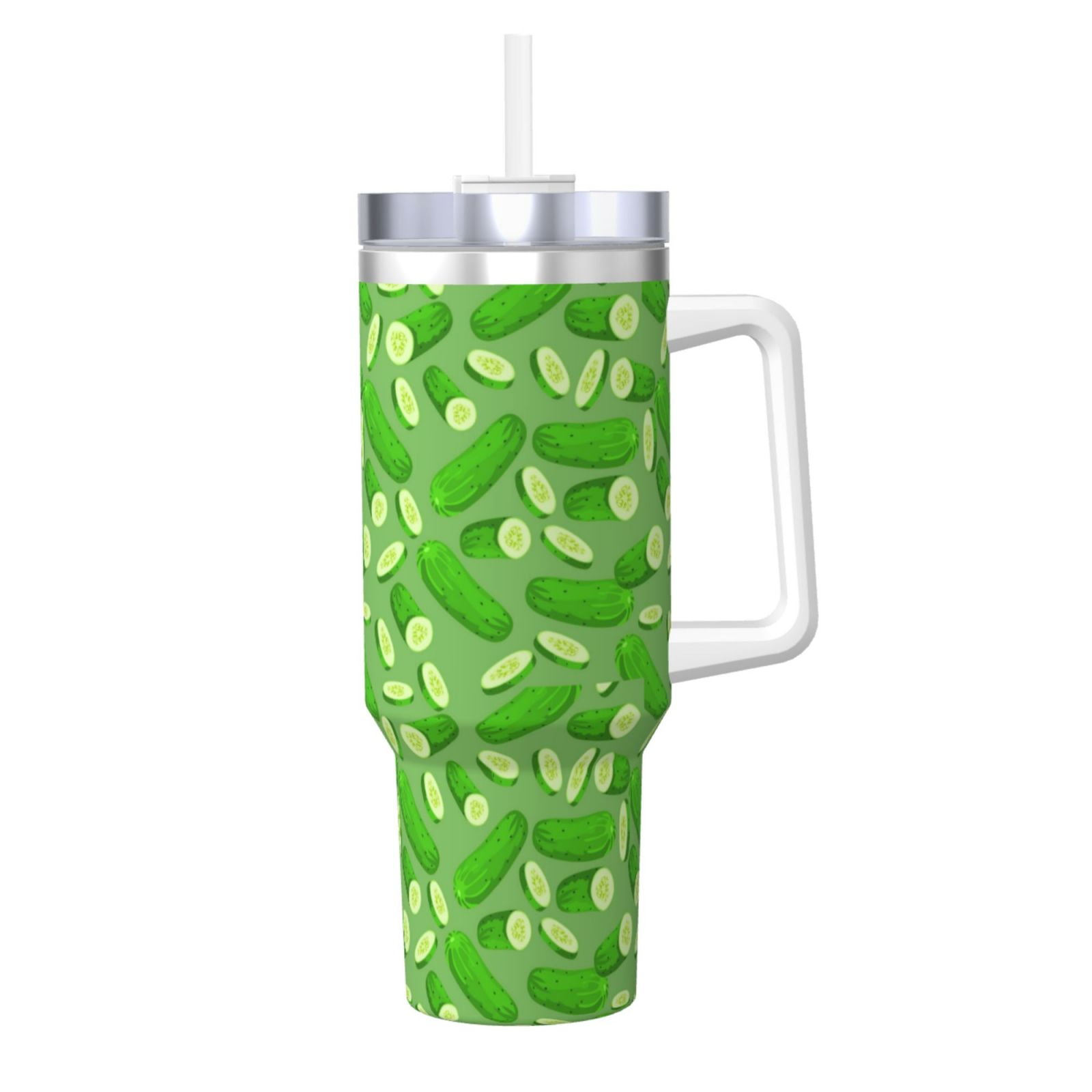 Zeuib Green Cucumber Printed Insulated Stainless Steel Hot/Cold Coffee ...