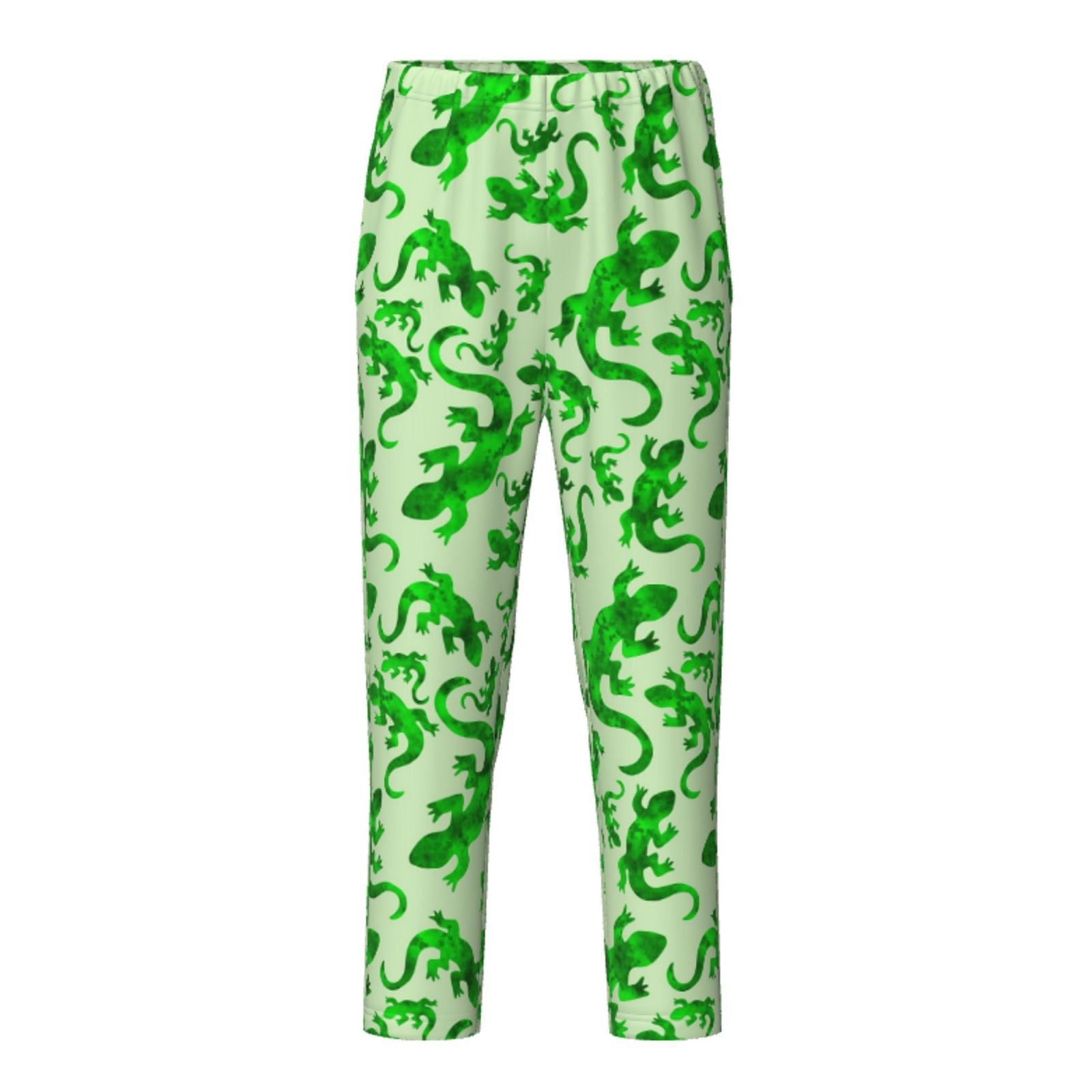 Zeuib Green Lizard Print Pajama Pants for Girls Boys,PJ Bottoms for ...
