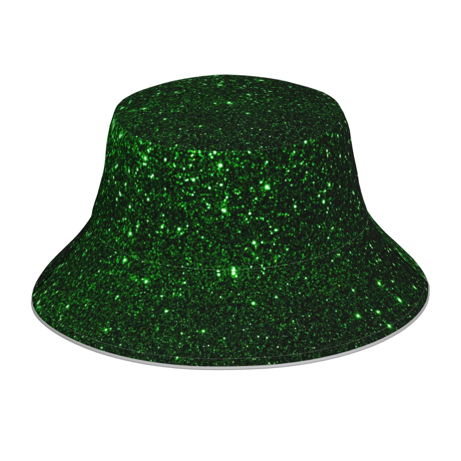 Zeuib Green Sparkling Reflective Bucket Hat, UV Protection, Wide Brim ...