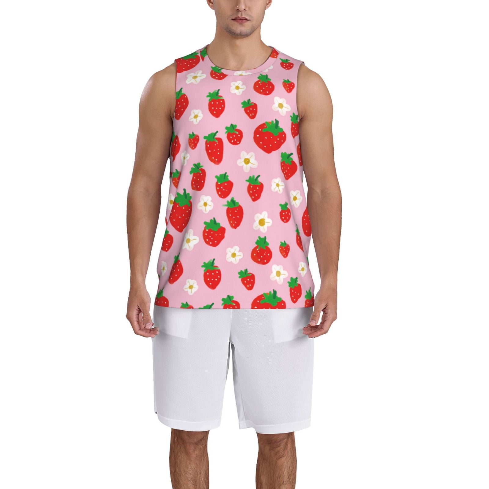 Zeuib Hand Drawn Strawberry Jersey Shirt for Men,Mesh Athletic Practice ...