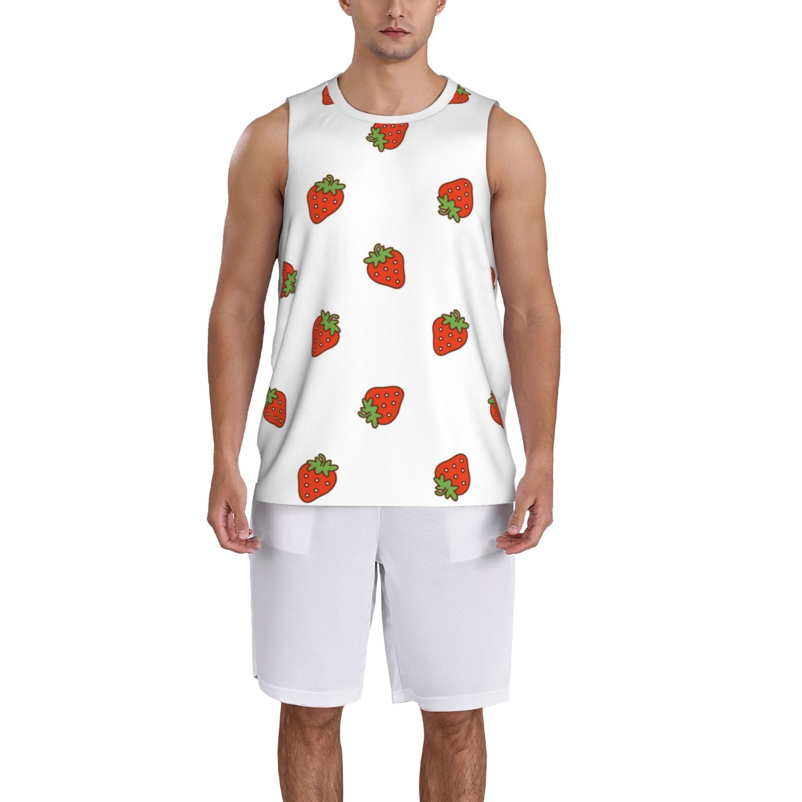 Zeuib Hand Drawn Strawberry Jersey Shirt for Men,Mesh Athletic Practice ...