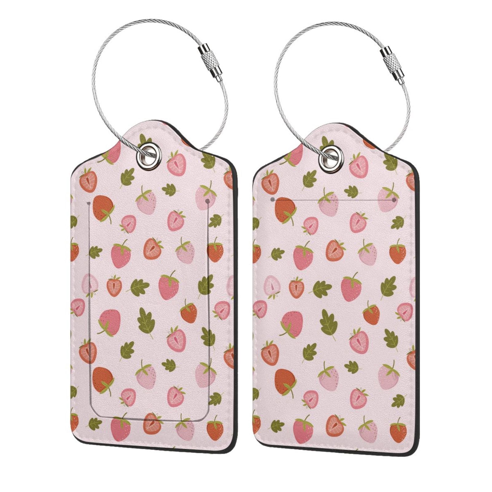 Zeuib Hand Drawn Strawberry Print Luggage Tags for Suitcases ,Leather ...