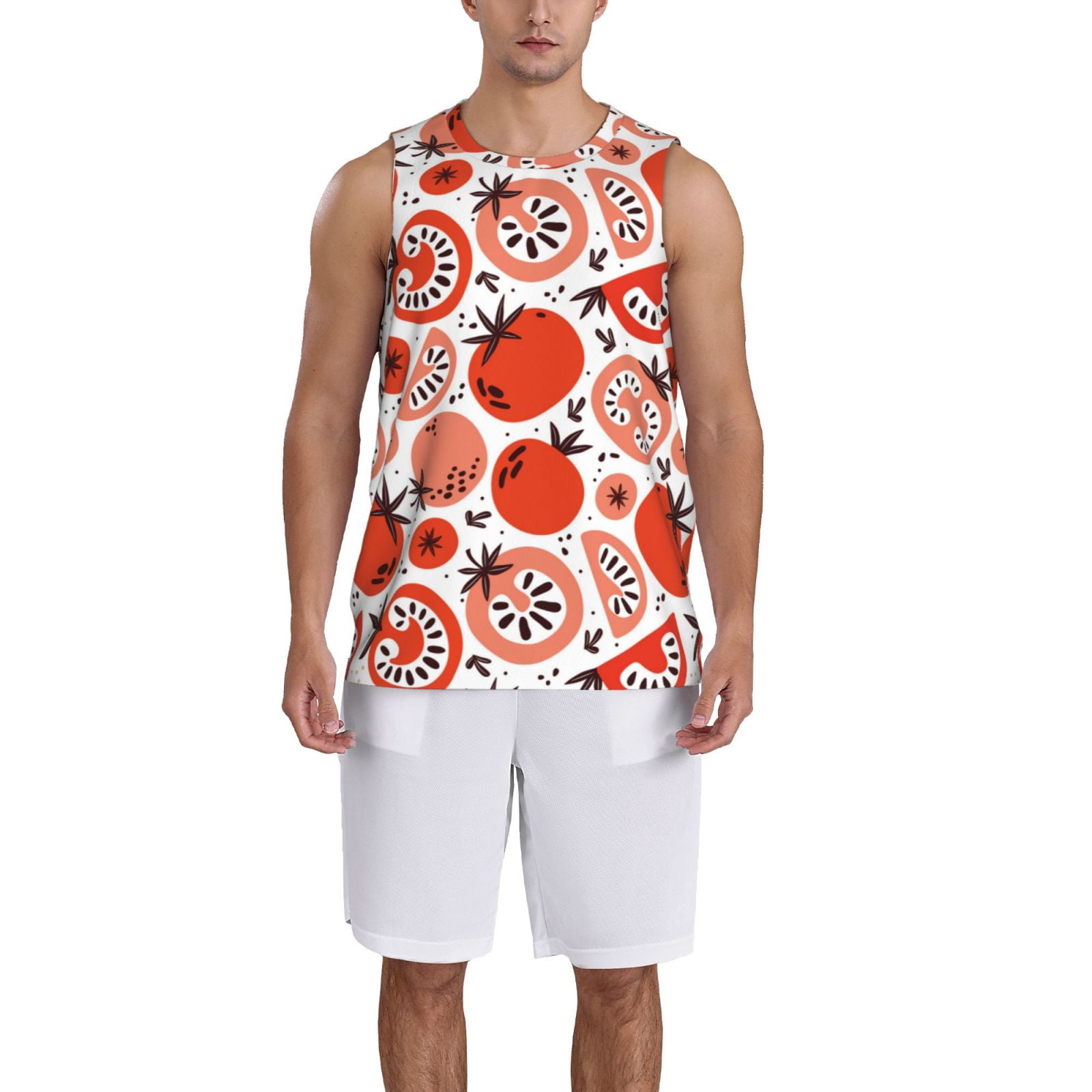 Zeuib Hand Drawn Tomatoes Jersey Shirt for Men,Mesh Athletic Practice ...