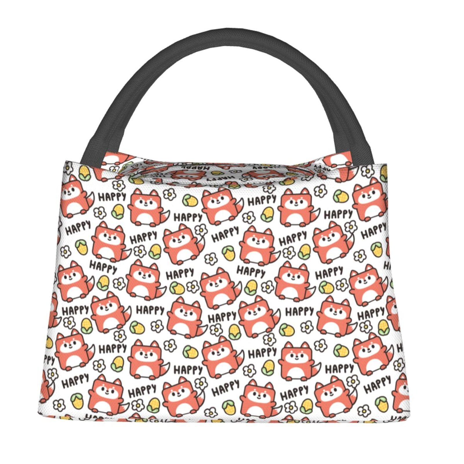 Zeuib Happy Foxy Faces Lunch Bag,Collapsible Cooler Bag Insulated ...