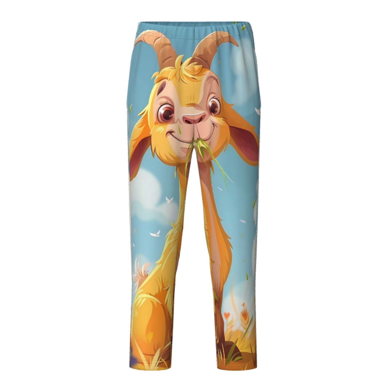 Zeuib Happy Goat In Meadow Print Pajama Pants for Girls Boys,PJ Bottoms for Kids, Pajama Pants ...