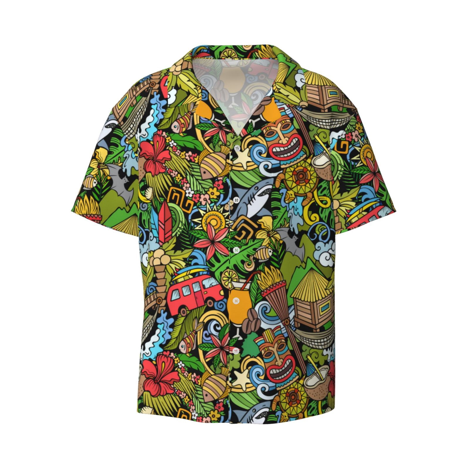 Zeuib Hawaiian Culture Symbols 1 Men's Short Sleeve Button-Down Shirt ...