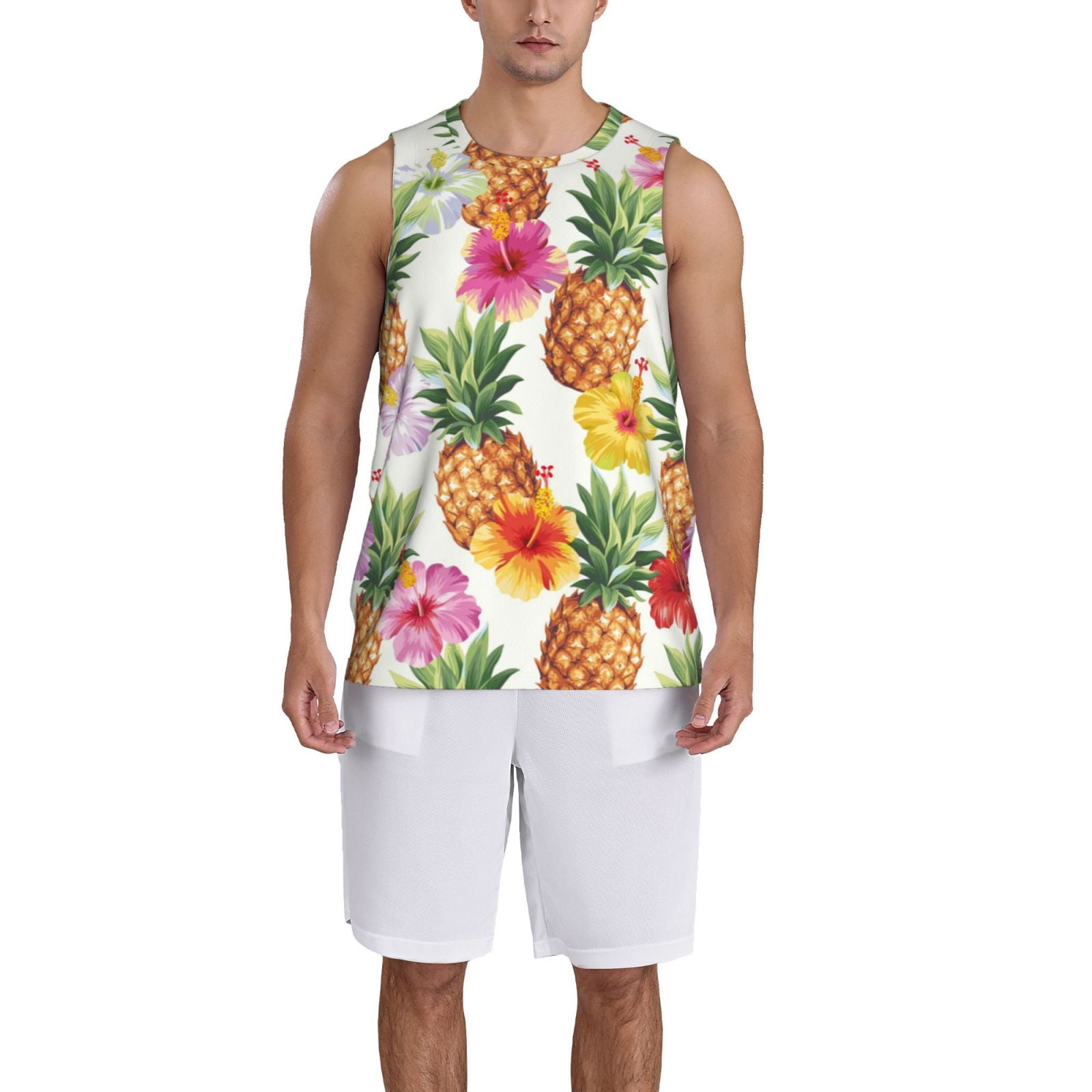 Zeuib Hawaiian Pineappl Jersey Shirt for Men,Mesh Athletic Practice Sports Shirts,Lightweight ...