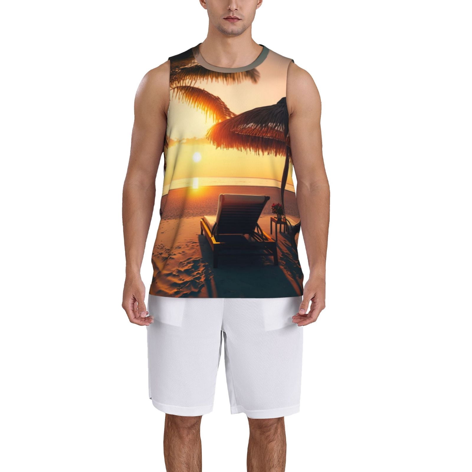 Zeuib Hawaiian Sunset Beach Jersey Shirt for Men,Mesh Athletic Practice ...