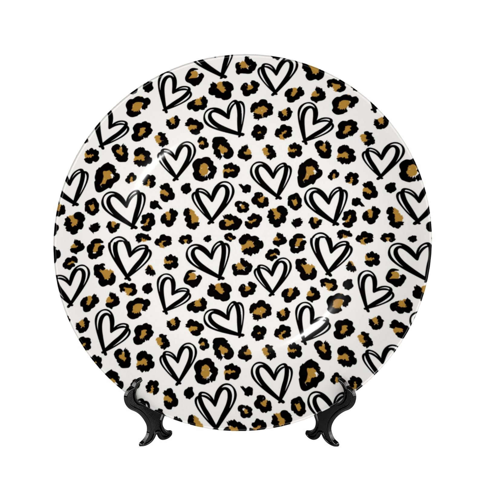 Zeuib Heart Leopard Print Decorative Plate for Display, Bone China ...