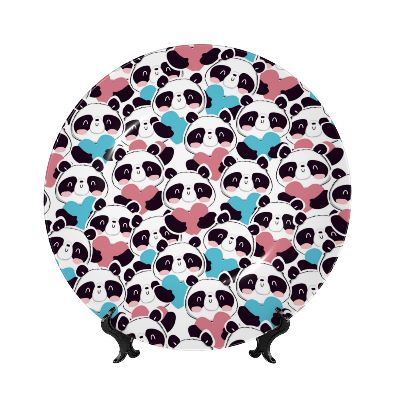 Zeuib Heart Panda Print Decorative Plate for Display, Bone China ...