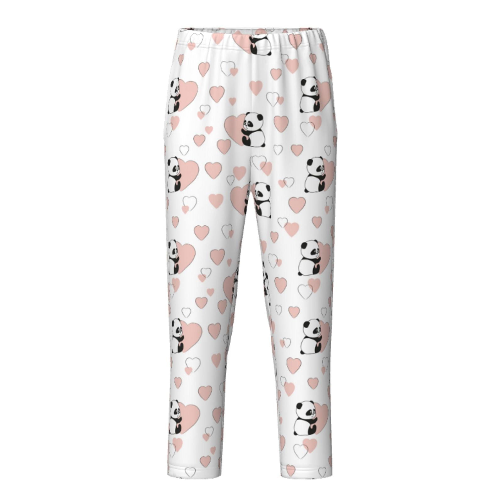 Zeuib Heart Panda Print Pajama Pants for Girls Boys,PJ Bottoms for Kids ...
