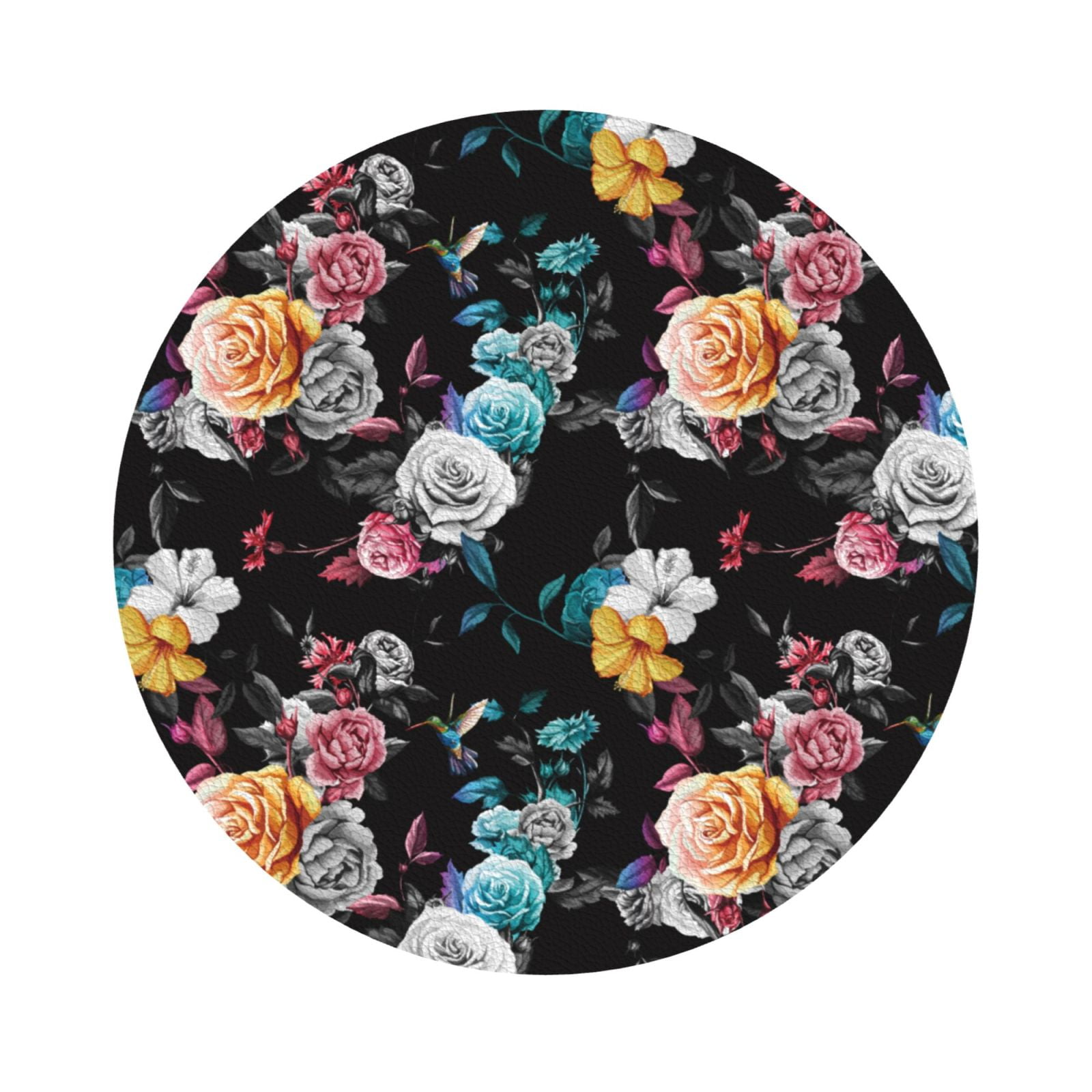 Zeuib Hibiscus Rose Print Set of 6 Coasters for Drinks, Glass & Cups ...