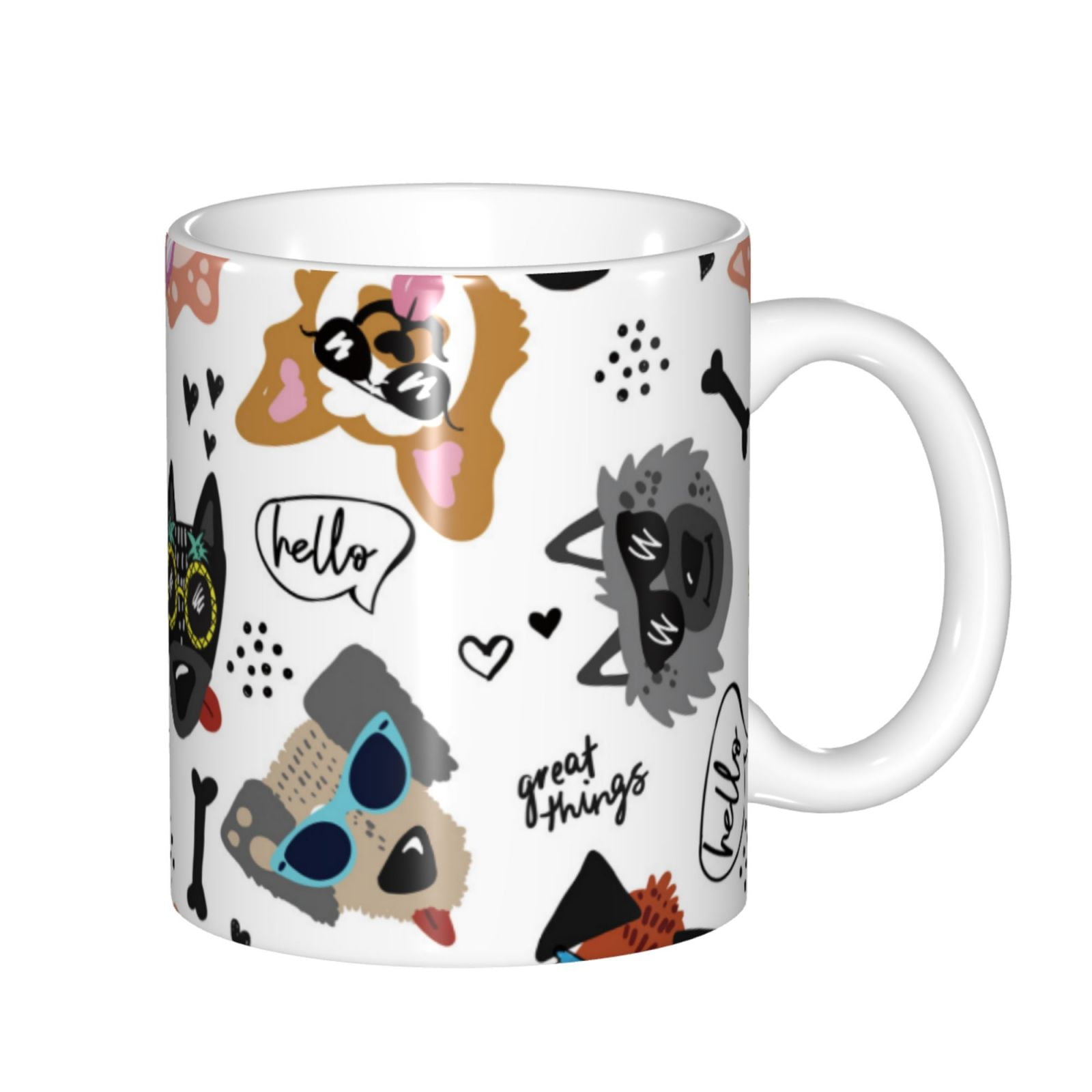 Zeuib Hip Hop Dog Ceramic Coffee Mug with Large Handle，Modern Reactive ...