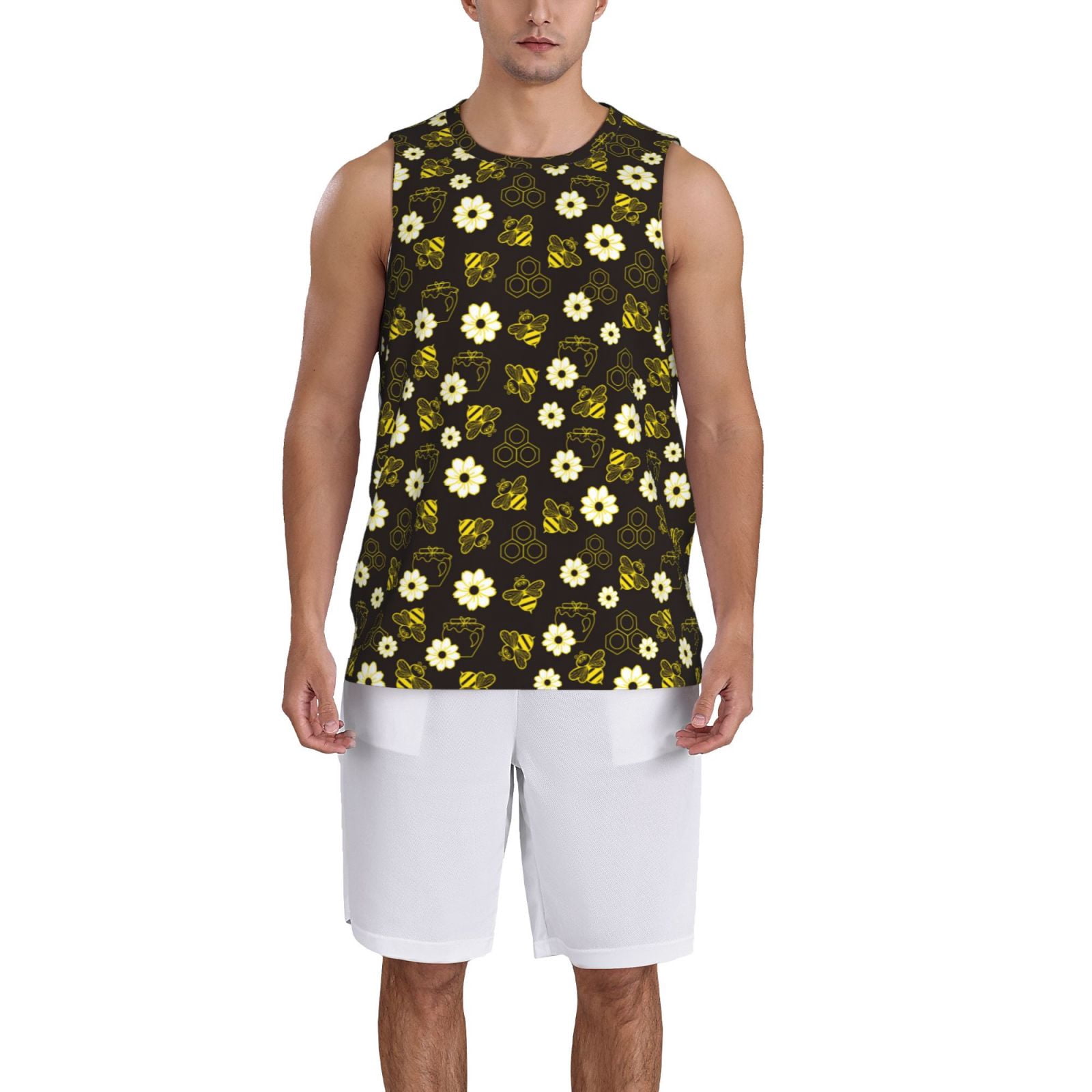 Zeuib Honey Bees With Flowers Jersey Shirt for Men,Mesh Athletic ...