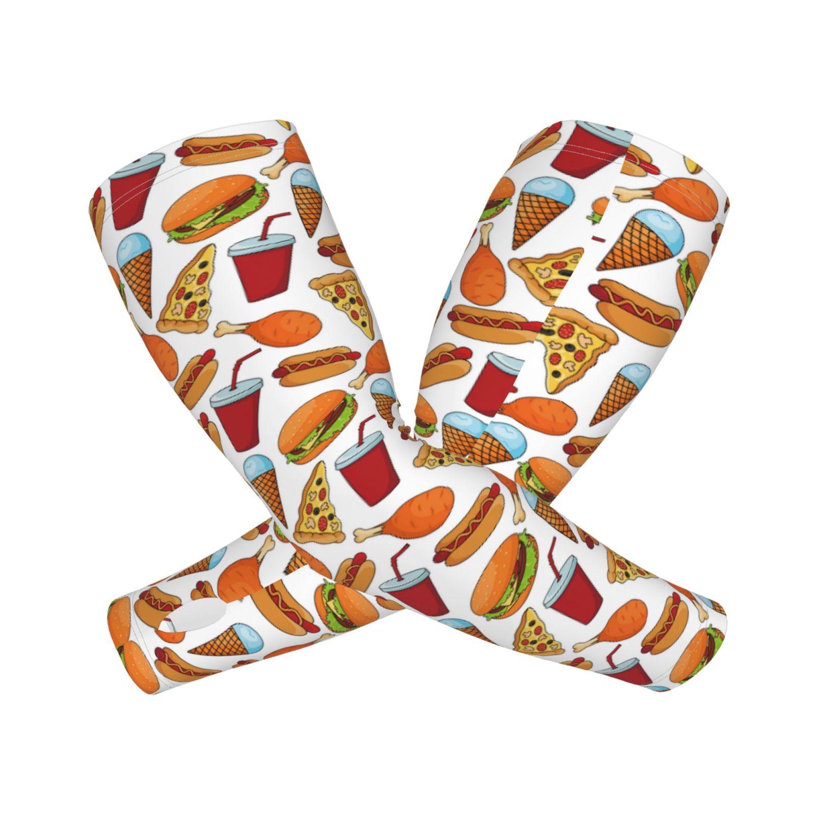 Zeuib Hot Dog Burger Printed UV Sun Protection Arm Sleeves, Sports ...