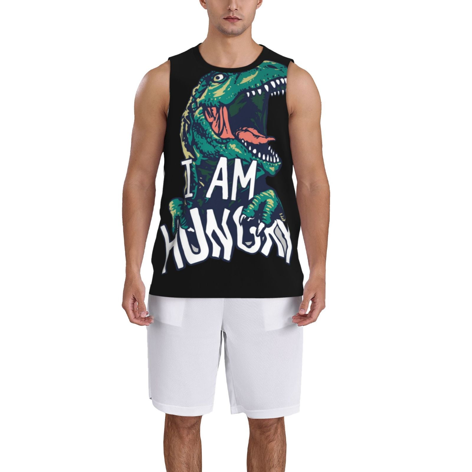 Zeuib Hungry Tyrannosaurus Jersey Shirt for Men,Mesh Athletic Practice ...