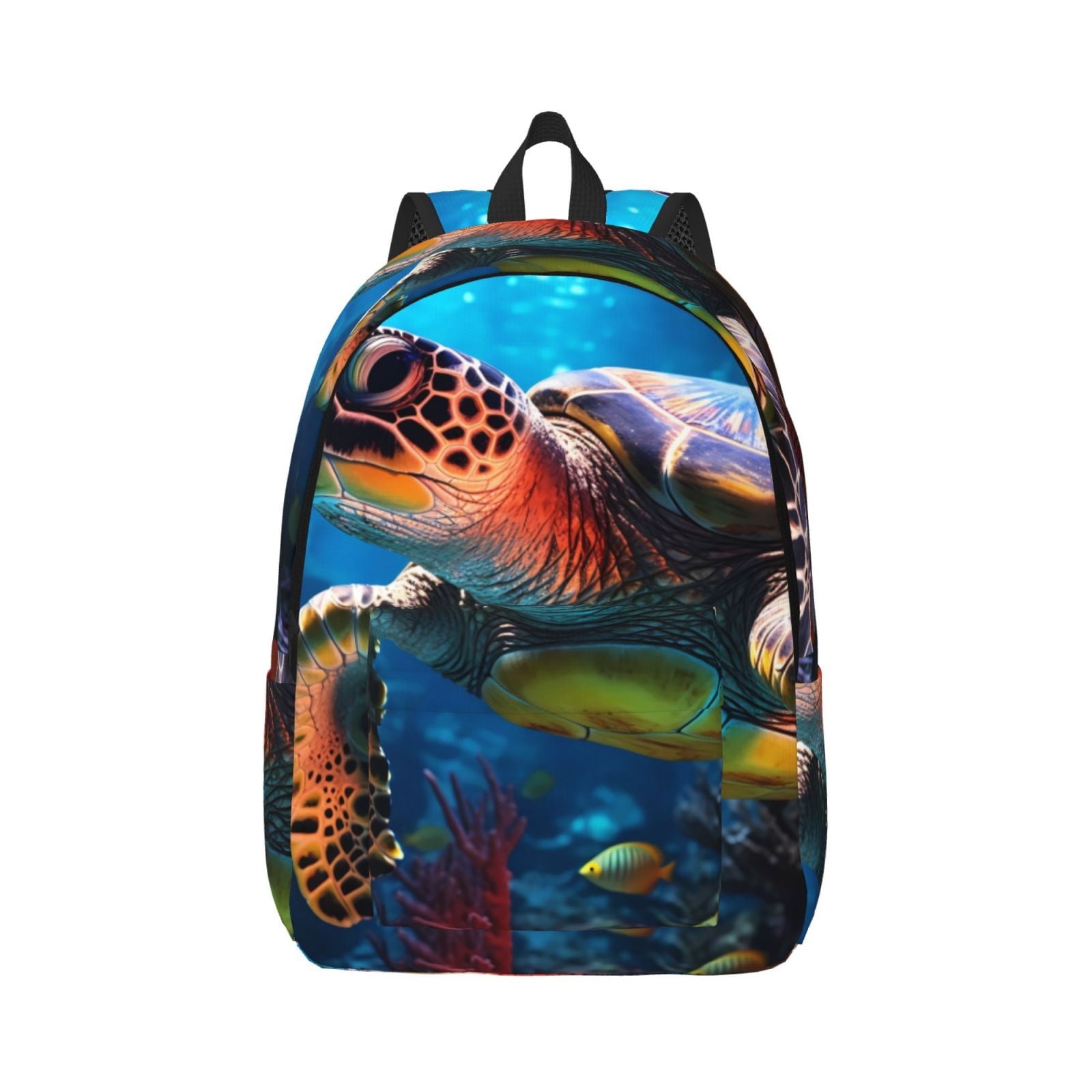 Zeuib Ice Blue Ocean Sea Turtle Stylish and Durable Canvas Backpack ...