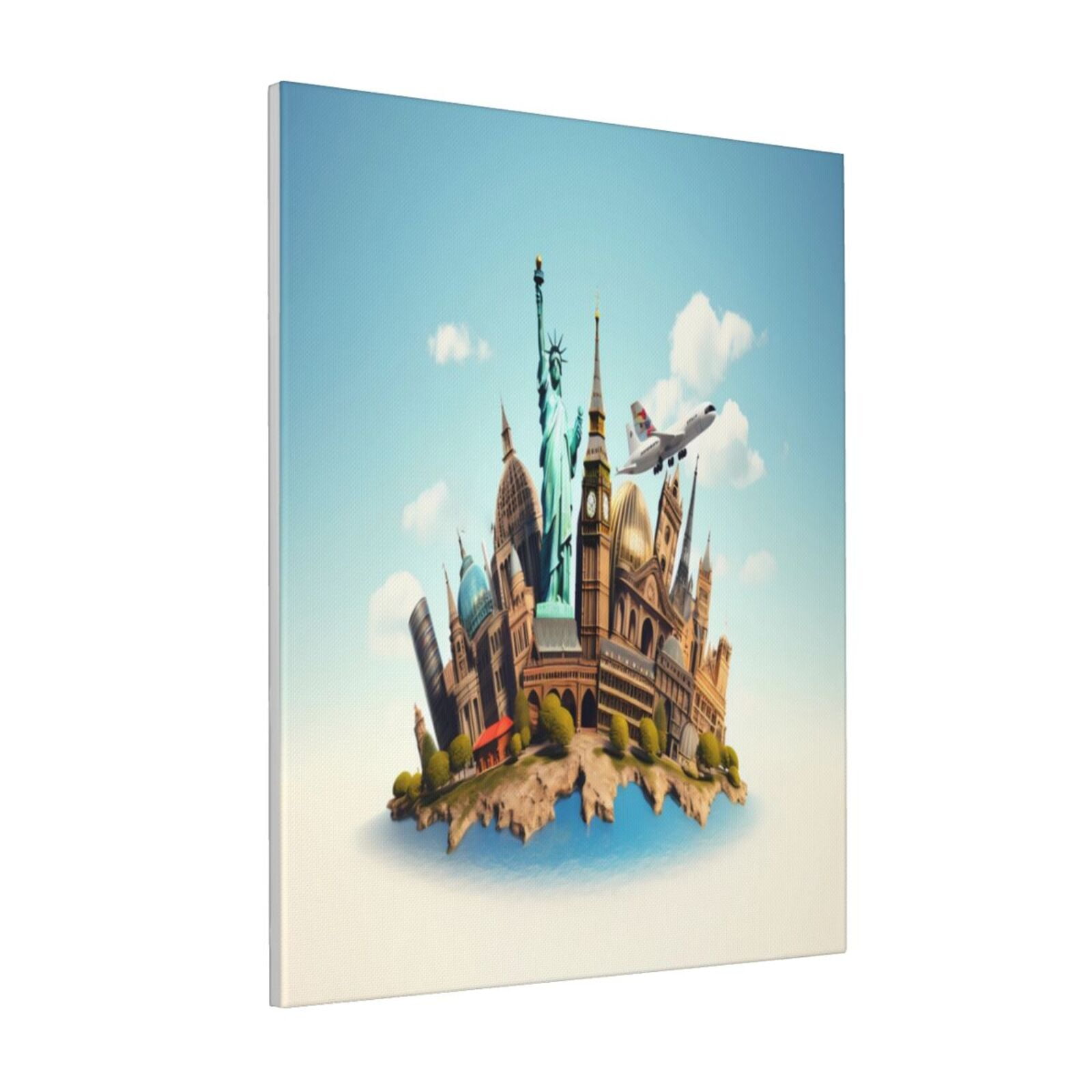 Zeuib Iconic Global Landmarks Print Farmhouse Canvas Wall Art For ...