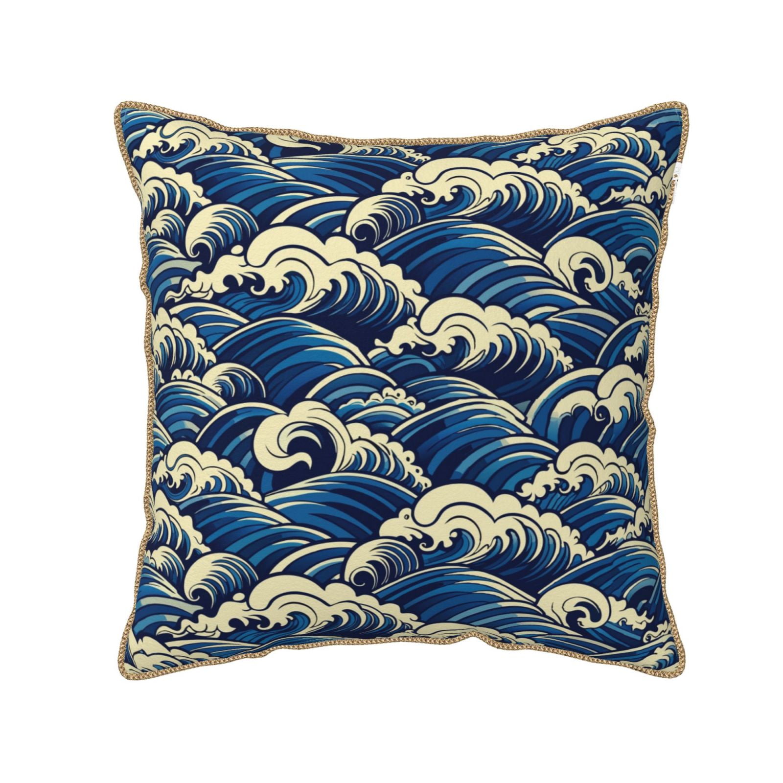 Zeuib Japanese Water Wave Print Decorative Throw Pillow Covers,Cushion ...
