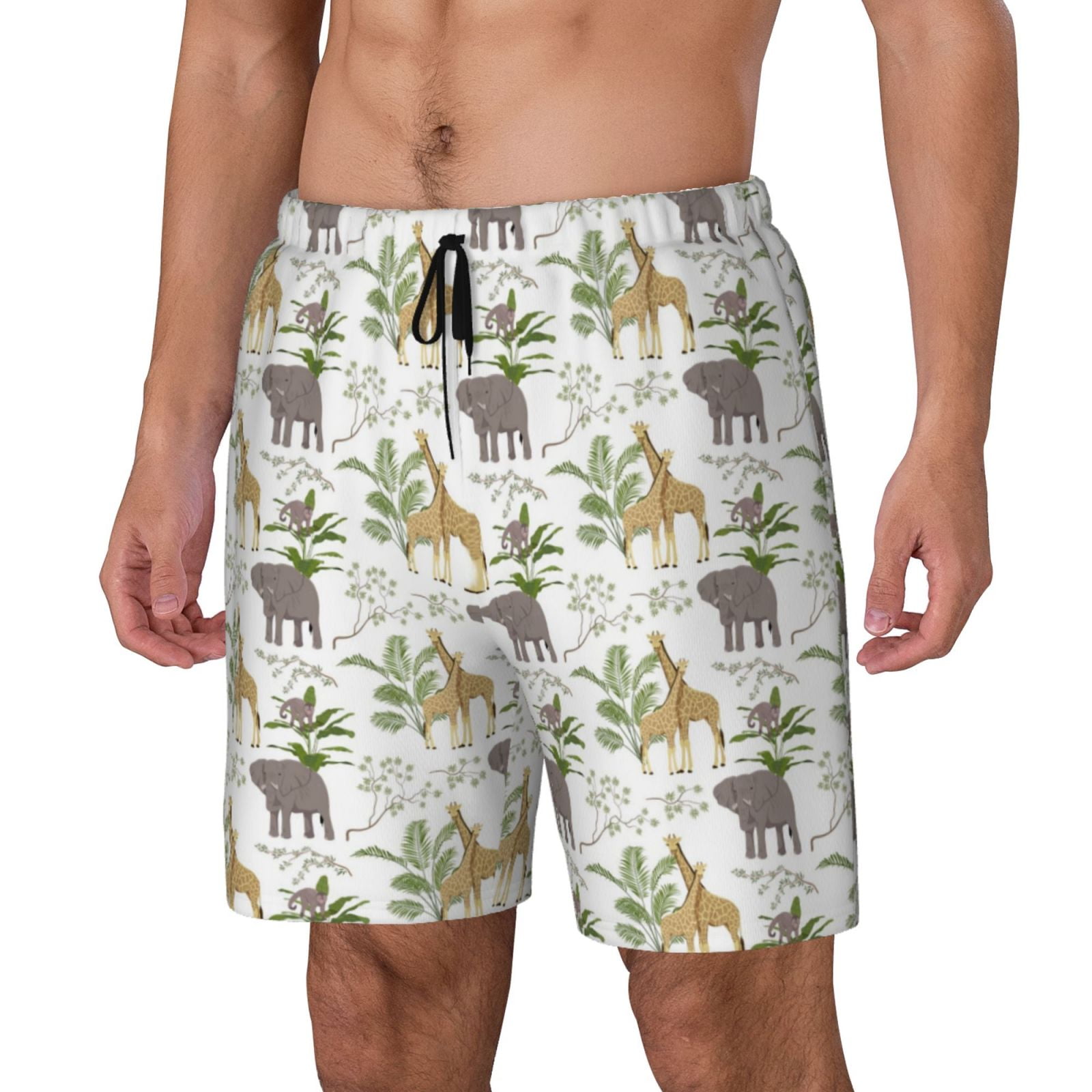Zeuib Jungle Animal Print Swimming Trunks for Men Boys,Swimming Shorts ...
