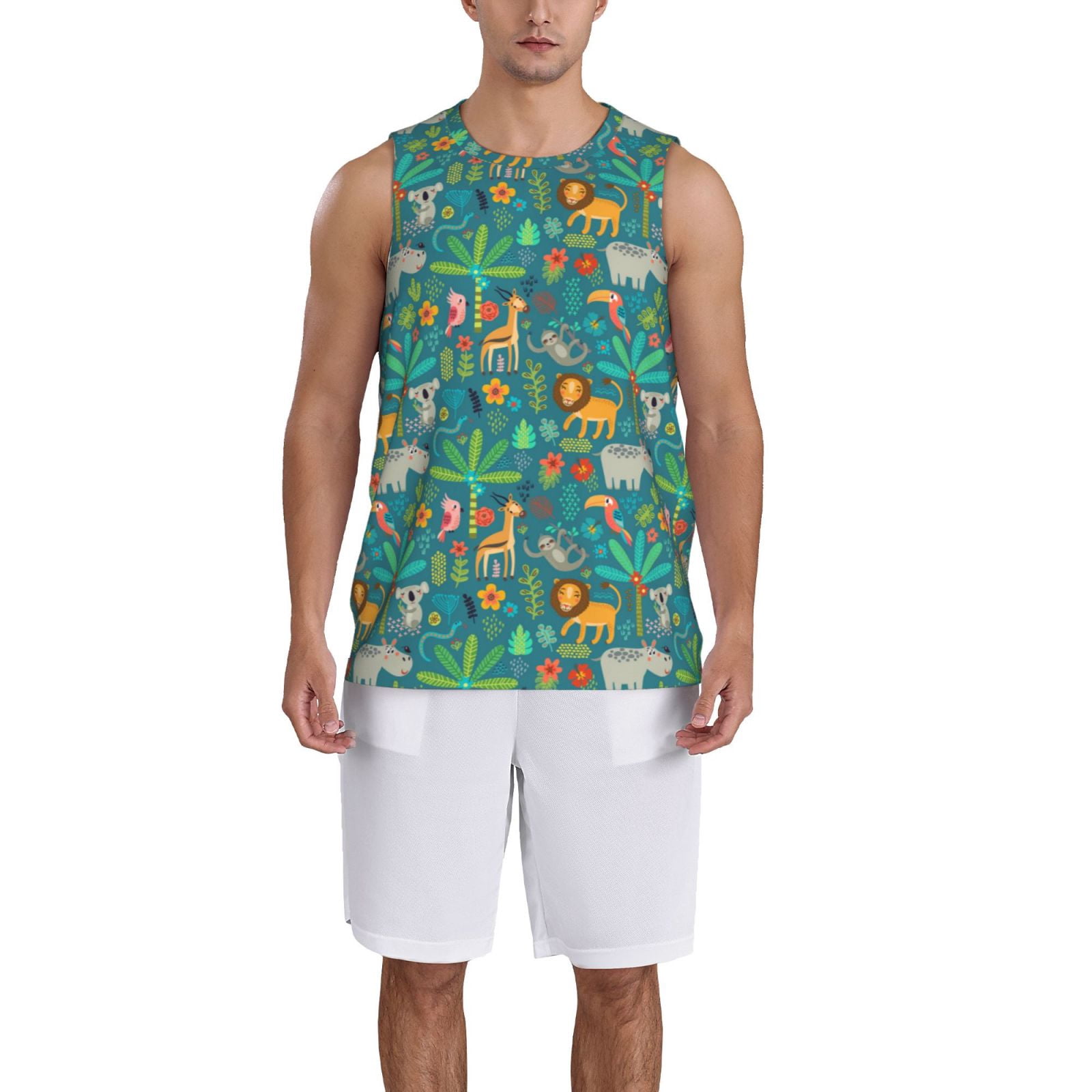 Zeuib Jungle Animals Jersey Shirt for Men,Mesh Athletic Practice Sports ...