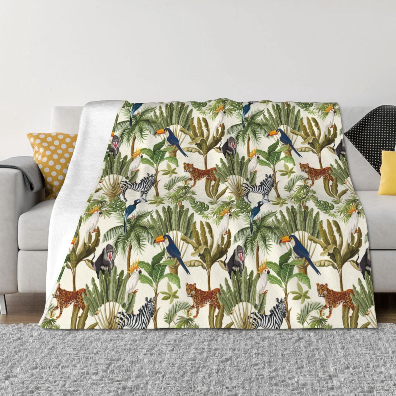 Zeuib Jungle Animals Printed Throw Blanket,Plush Blankets,Home Plush ...