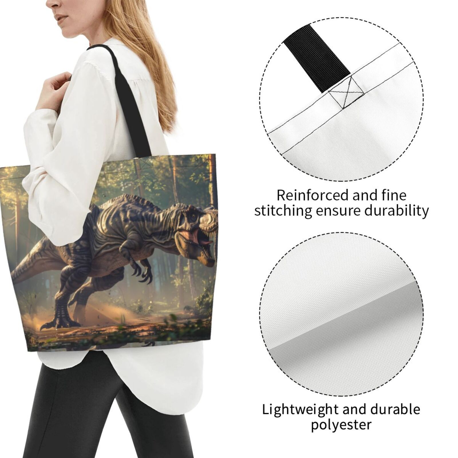 Zeuib Jungle Dinosaur Print Laptop Tote Bag for Women,Work Shoulder ...