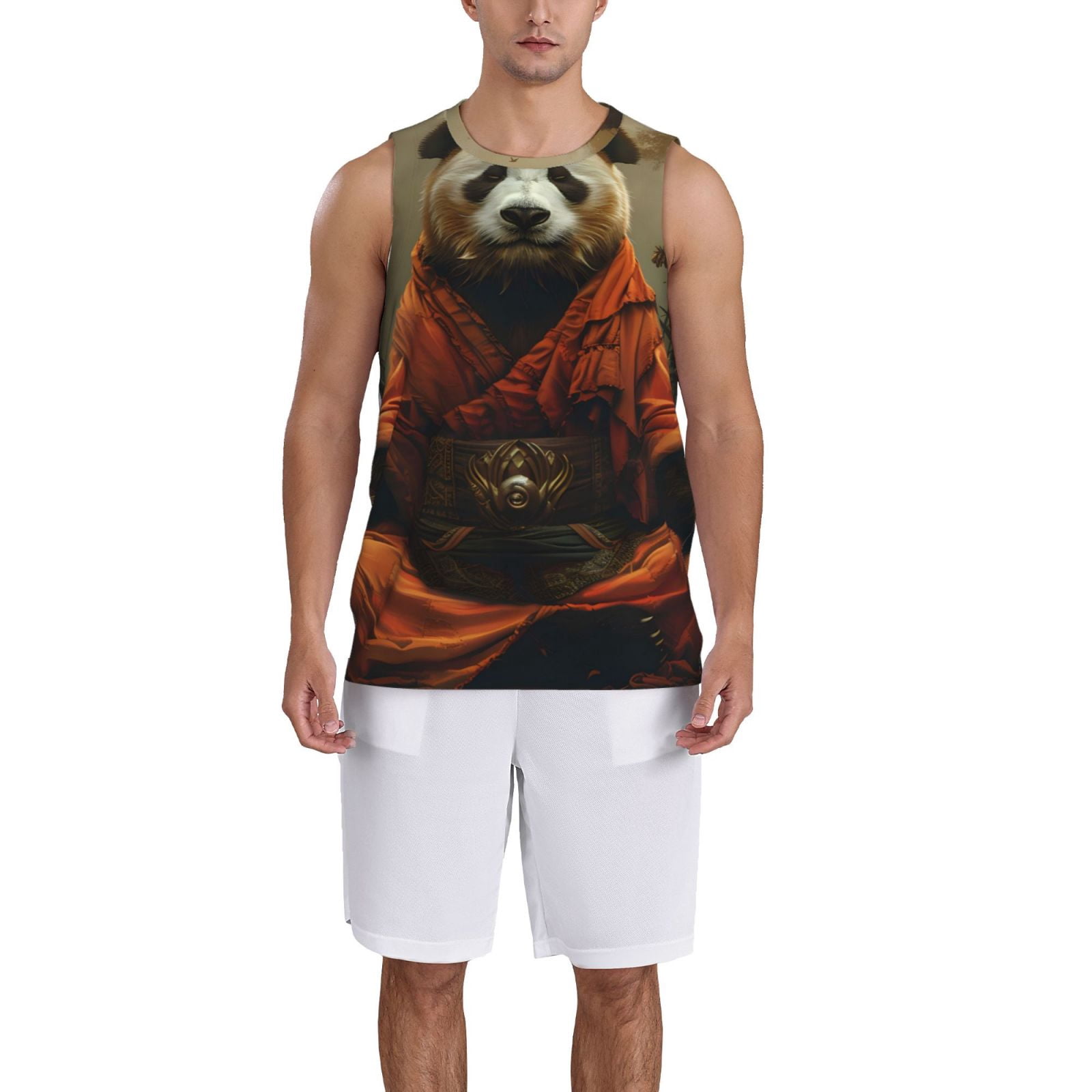 Zeuib Jungle Meditating Panda Jersey Shirt for Men,Mesh Athletic ...