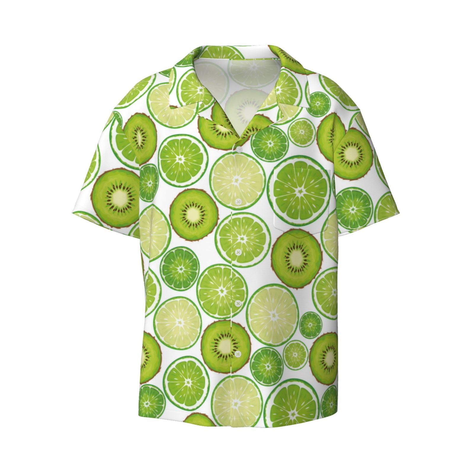 Zeuib Kiwi Lemon Men's Short Sleeve Button-Down Shirt: Classic ...