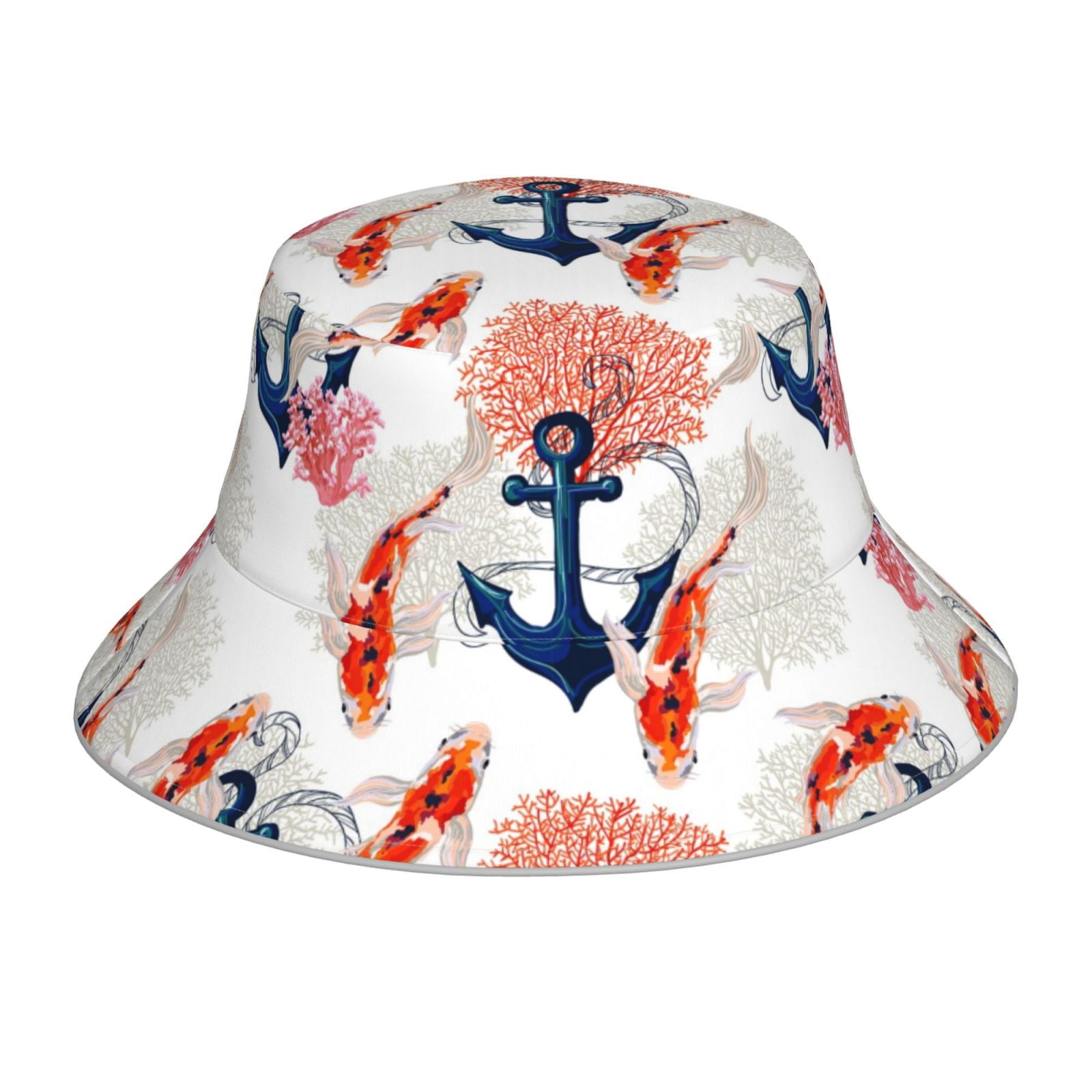 Zeuib Koi Fish And Corals Reflective Bucket Hat, UV Protection, Wide ...