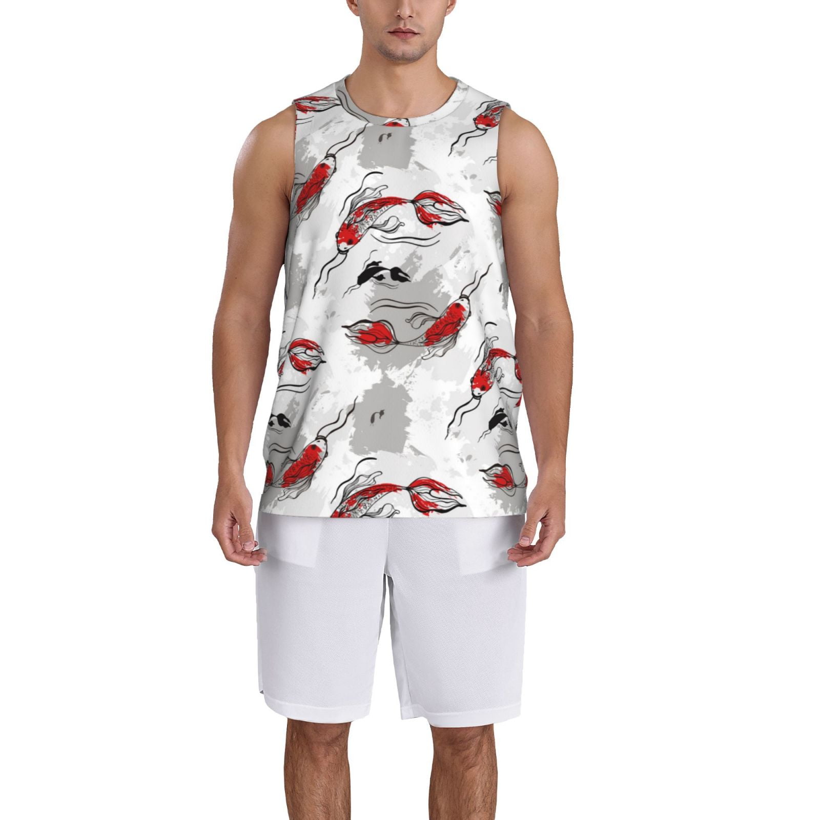 Zeuib Koi Fish Jersey Shirt for Men,Mesh Athletic Practice Sports ...