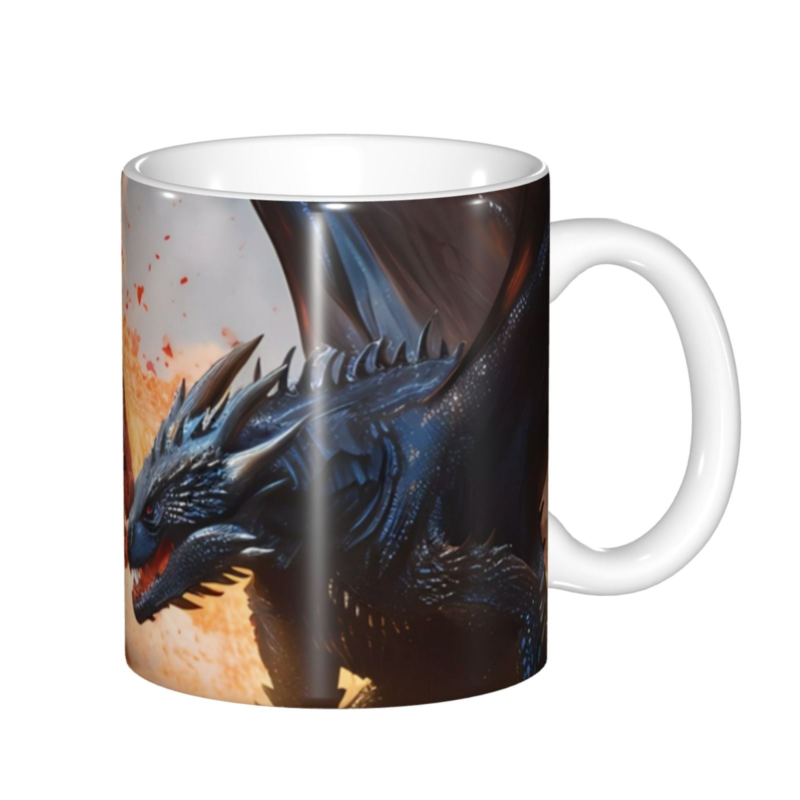 Zeuib Lava Dragon Ceramic Coffee Mug with Large Handle，Modern Reactive Glaze, Dishwasher ...