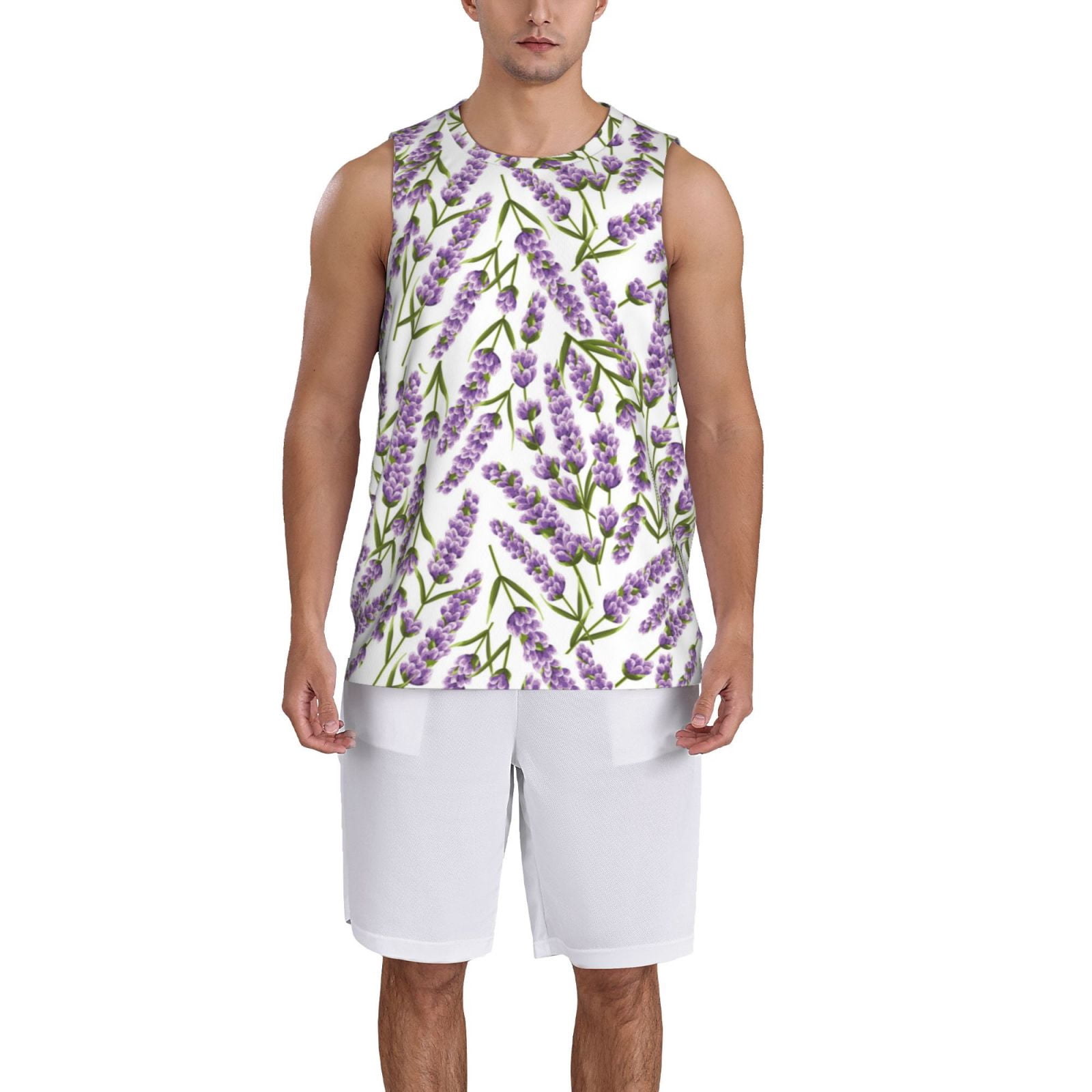 Zeuib Lavender Flowers Jersey Shirt for Men,Mesh Athletic Practice ...