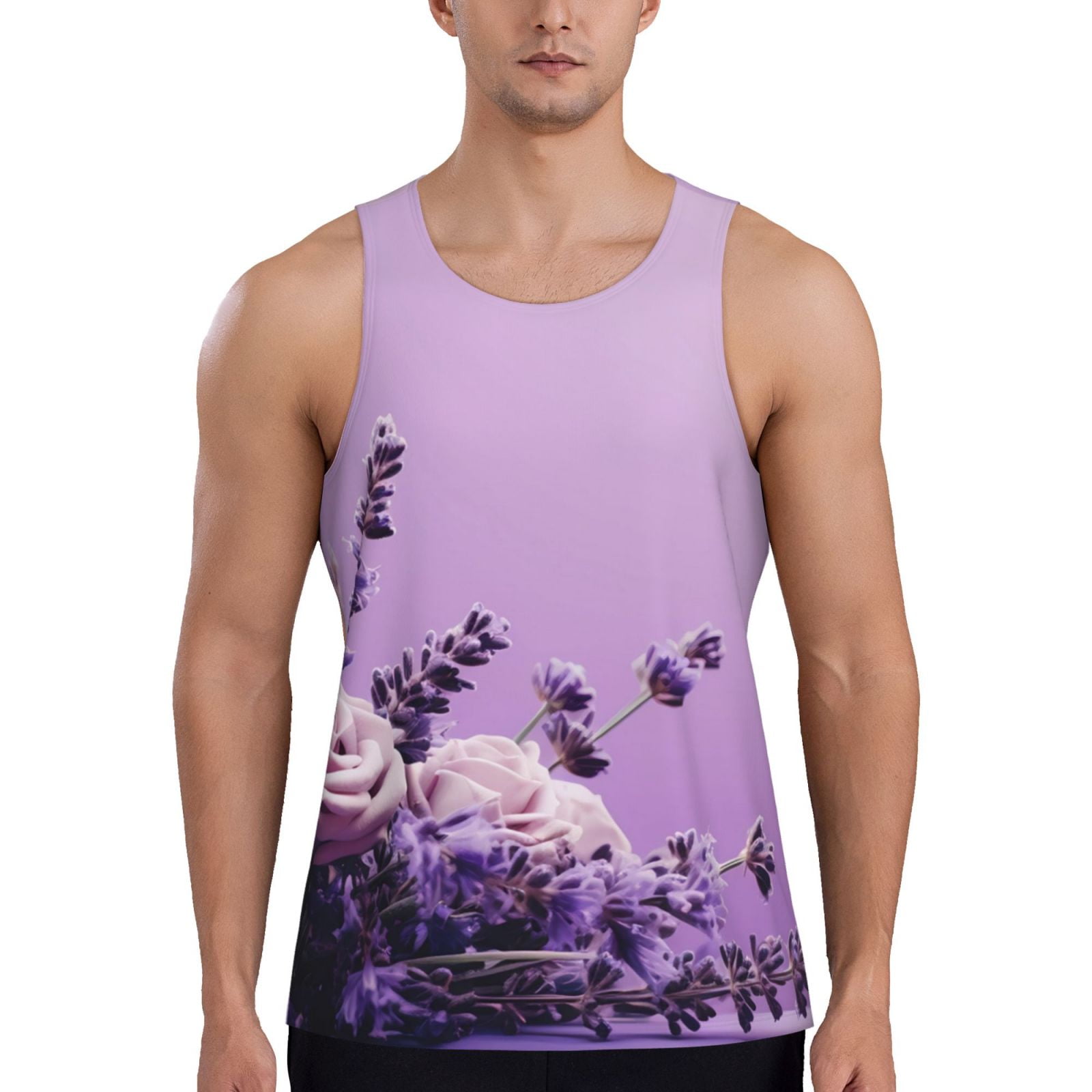 Zeuib Lavender Roses Arrangement Print Quick Dry Workout Tank Top,Gym ...